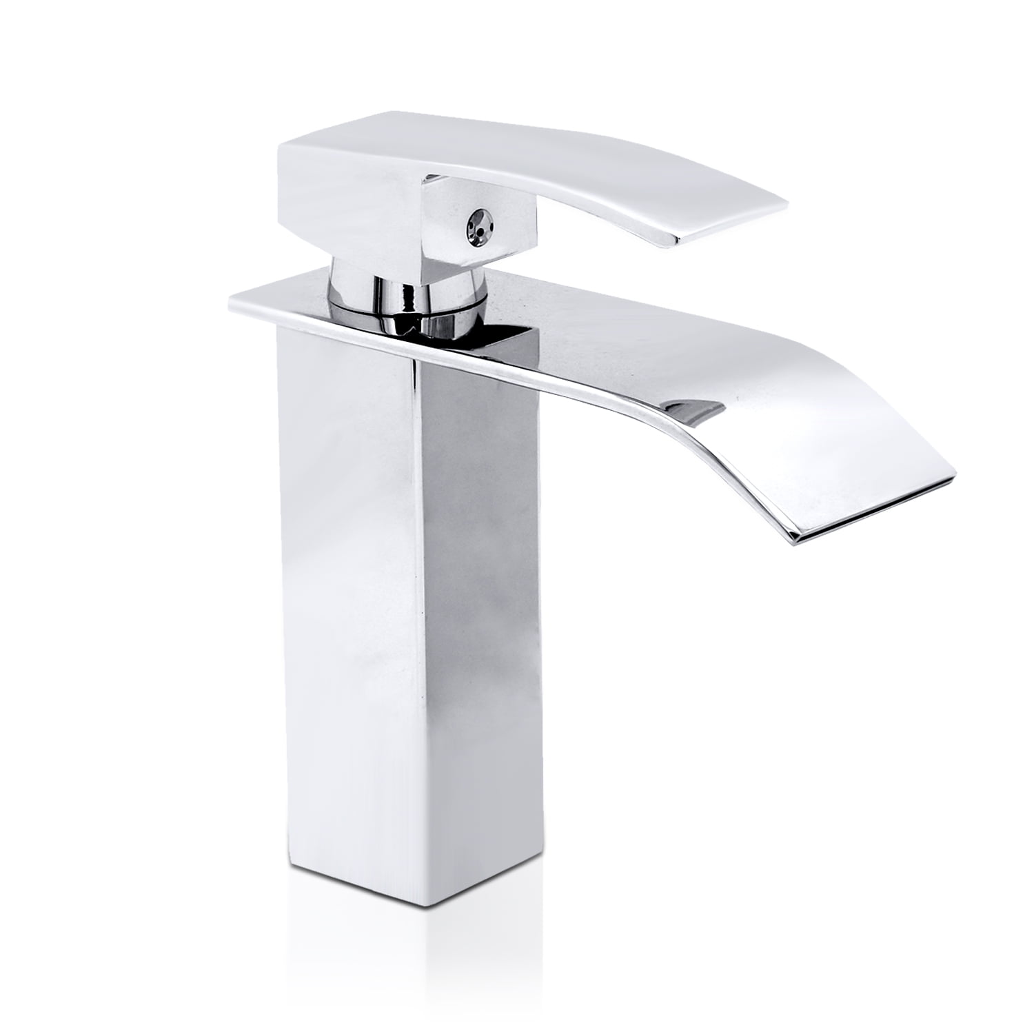 Teedor Waterfall Spout Single Handle Bathroom Faucet, Chrome Finish ...