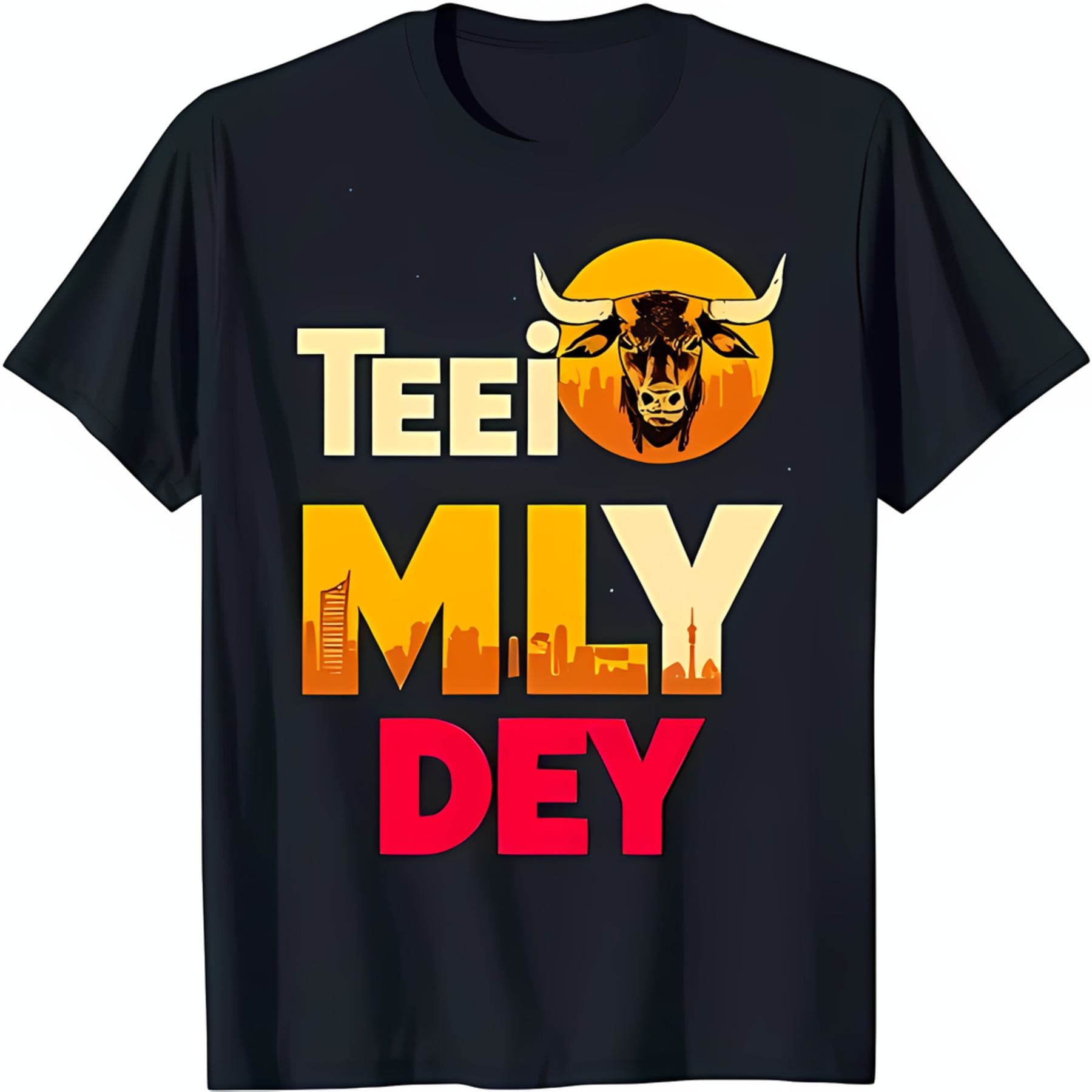 Teefamily Dey 's Head Graphic Black T-Shirt Bold Red Yellow & White ...