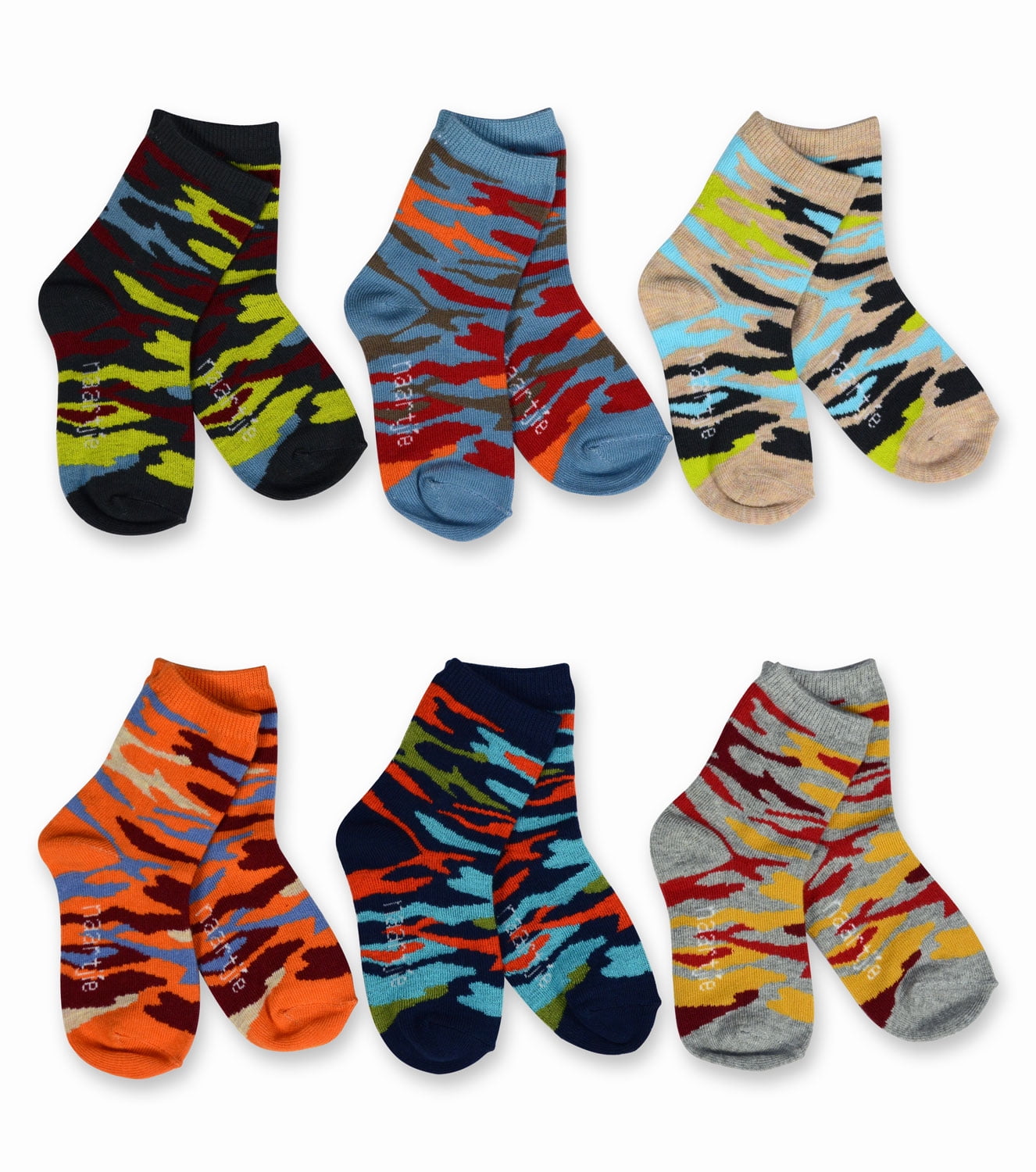Teehee Kids Boys Camo Crew Socks 6-pack, Age 3-5 years - Walmart.com