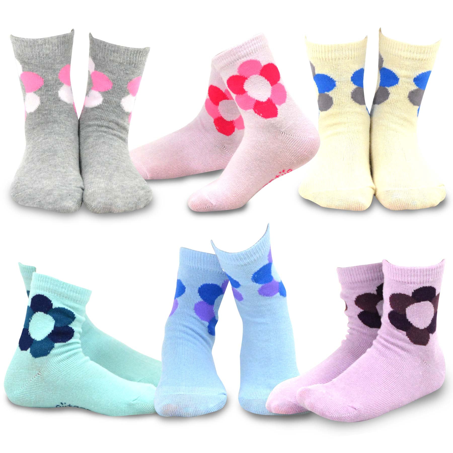 Teehee Young Girls Variety Pack Cotton Short Crew Socks 6 Pairs, Kids ...