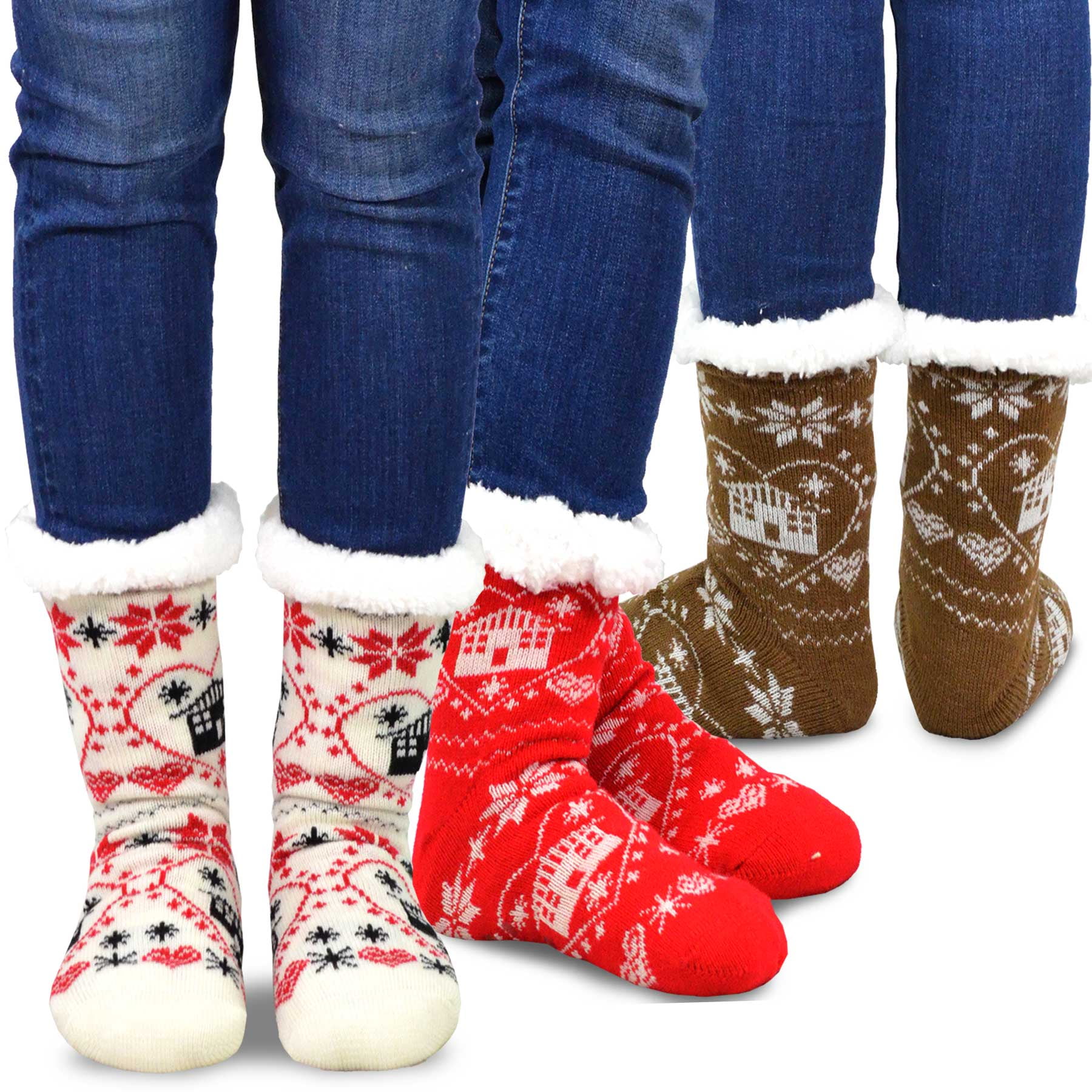 Teehee Cold Weather Thick Winter Warm Double Layer Thermal Crew Socks 3 ...