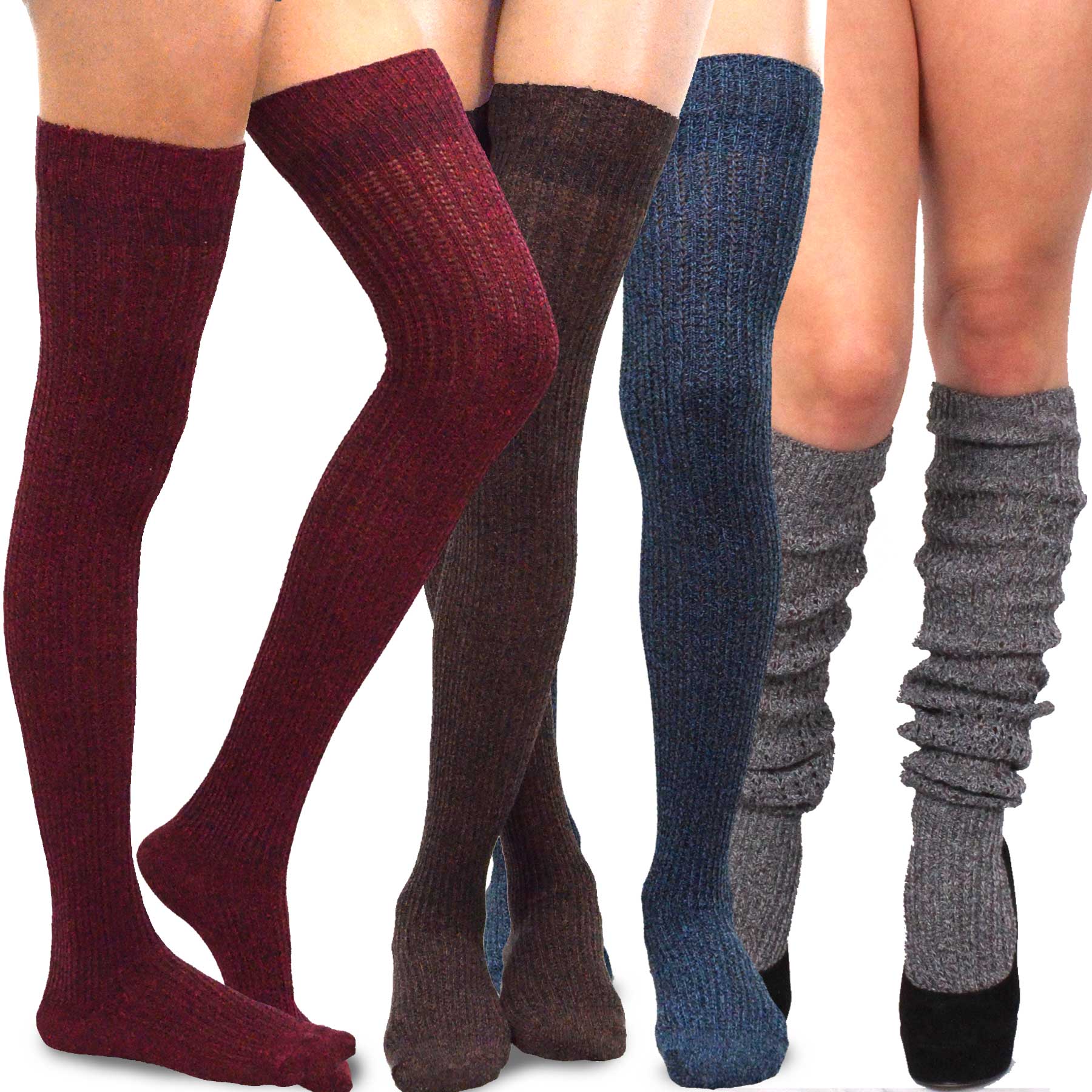 Teehee Women's Extra Long Fashion Thigh High Socks Over the Knee High ...