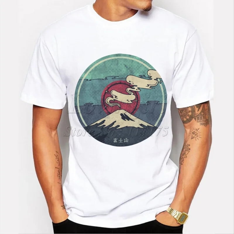 Teehub newest beautiful Fujiyama printed T-shirt Harajuku tee shirts ...