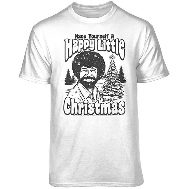 Teelocity Bob Ross Happy Little Christmas Scene Graphic T-Shirt (3XL ...