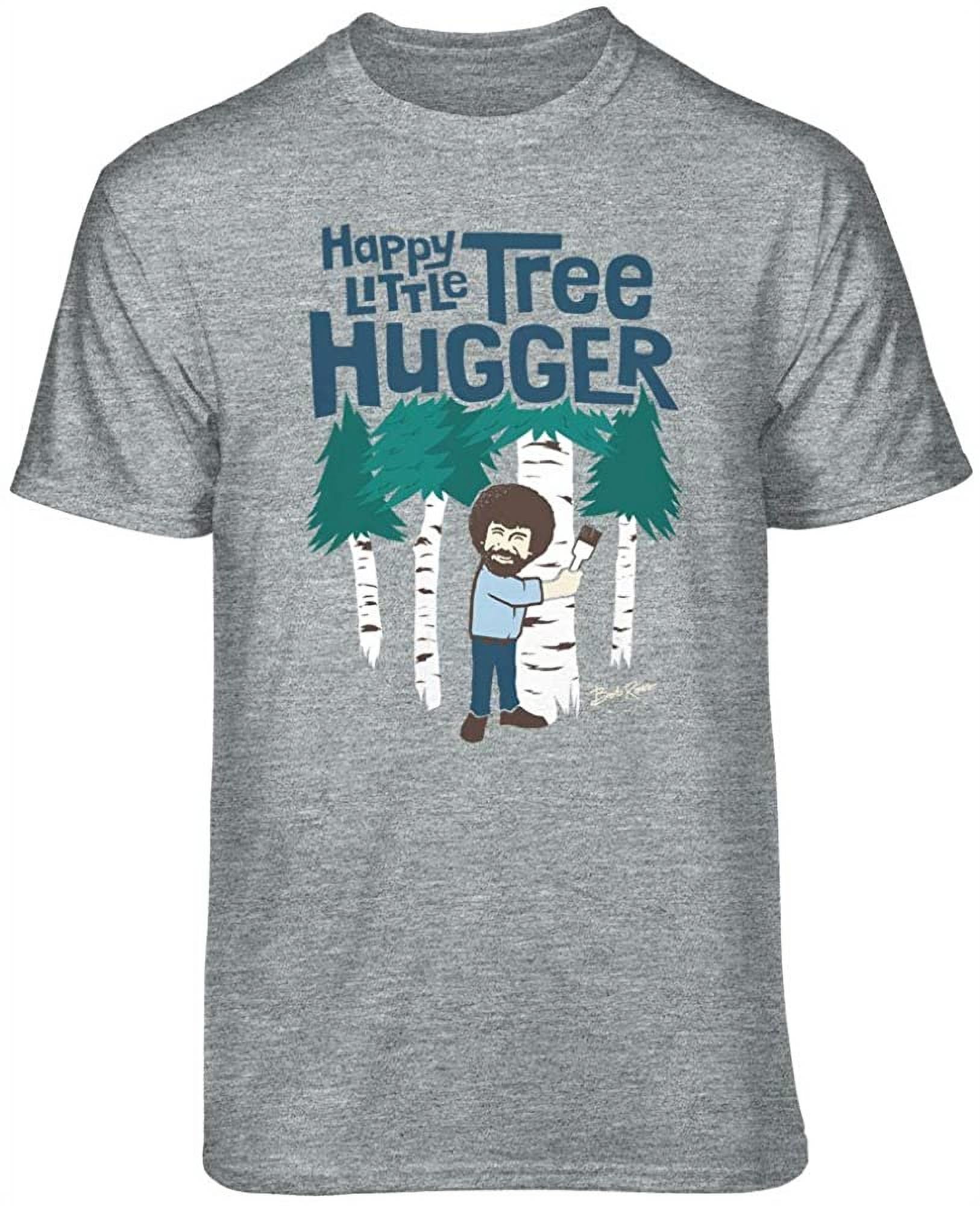 Teelocity Bob Ross Happy Little Tree Hugger Athletic Heather Short ...