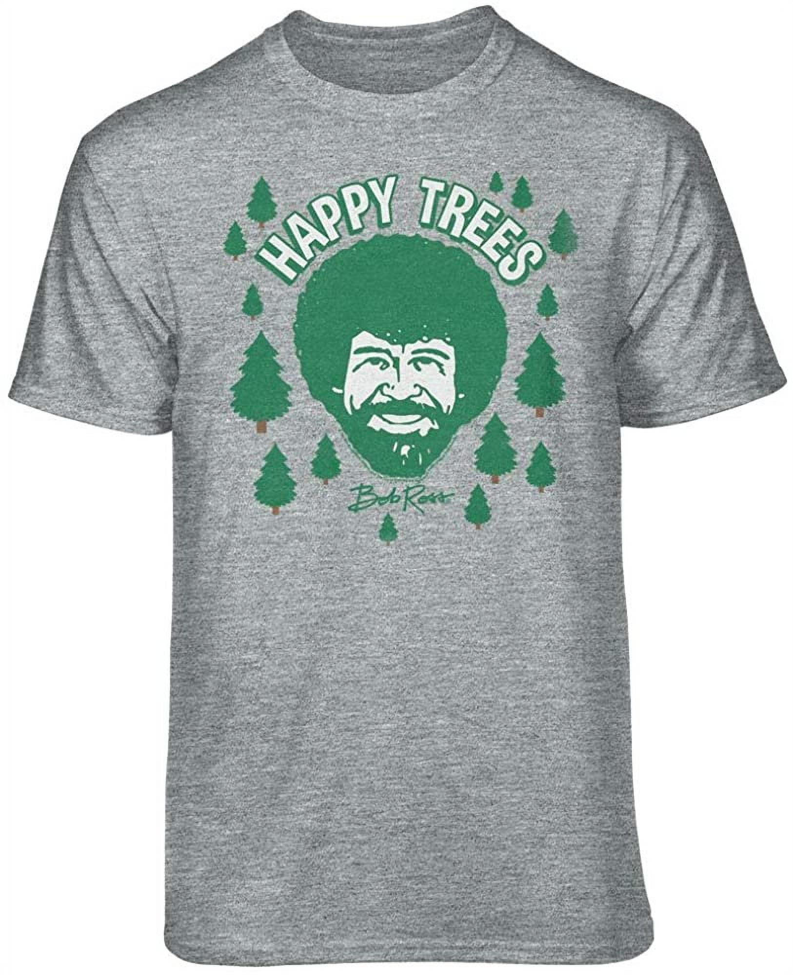 Teelocity Bob Ross Happy Trees Cartoon Graphic T-Shirt (Small ...