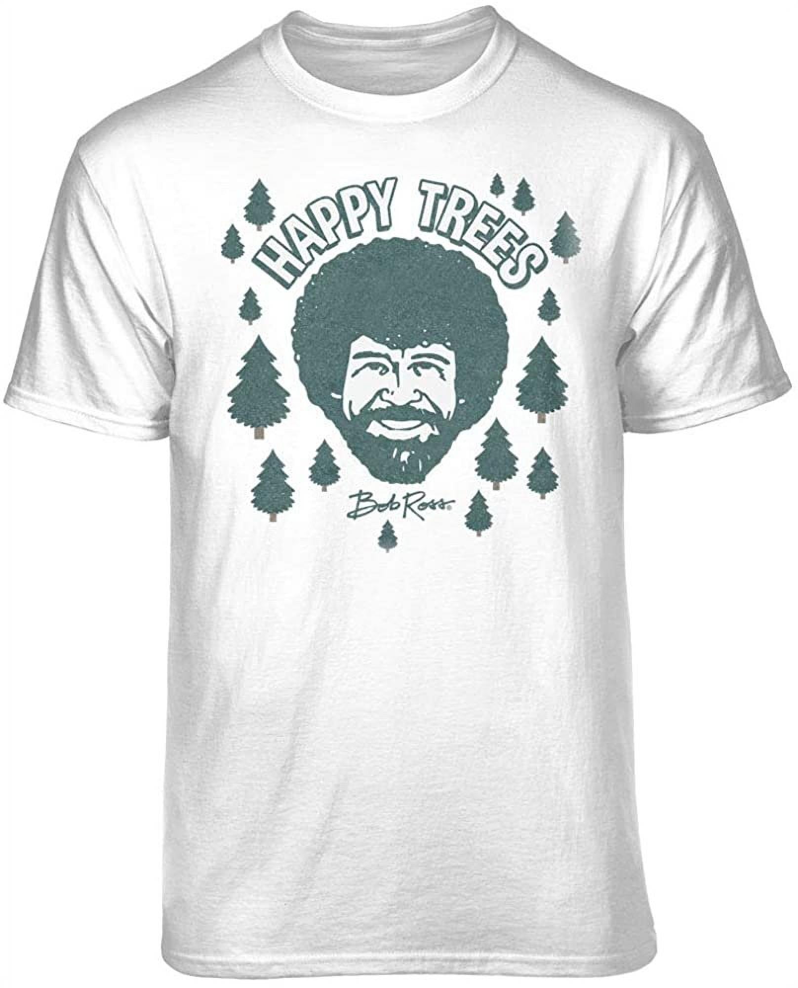 Teelocity Bob Ross Happy Trees Sketchy White Short Sleeve Graphic Tee ...