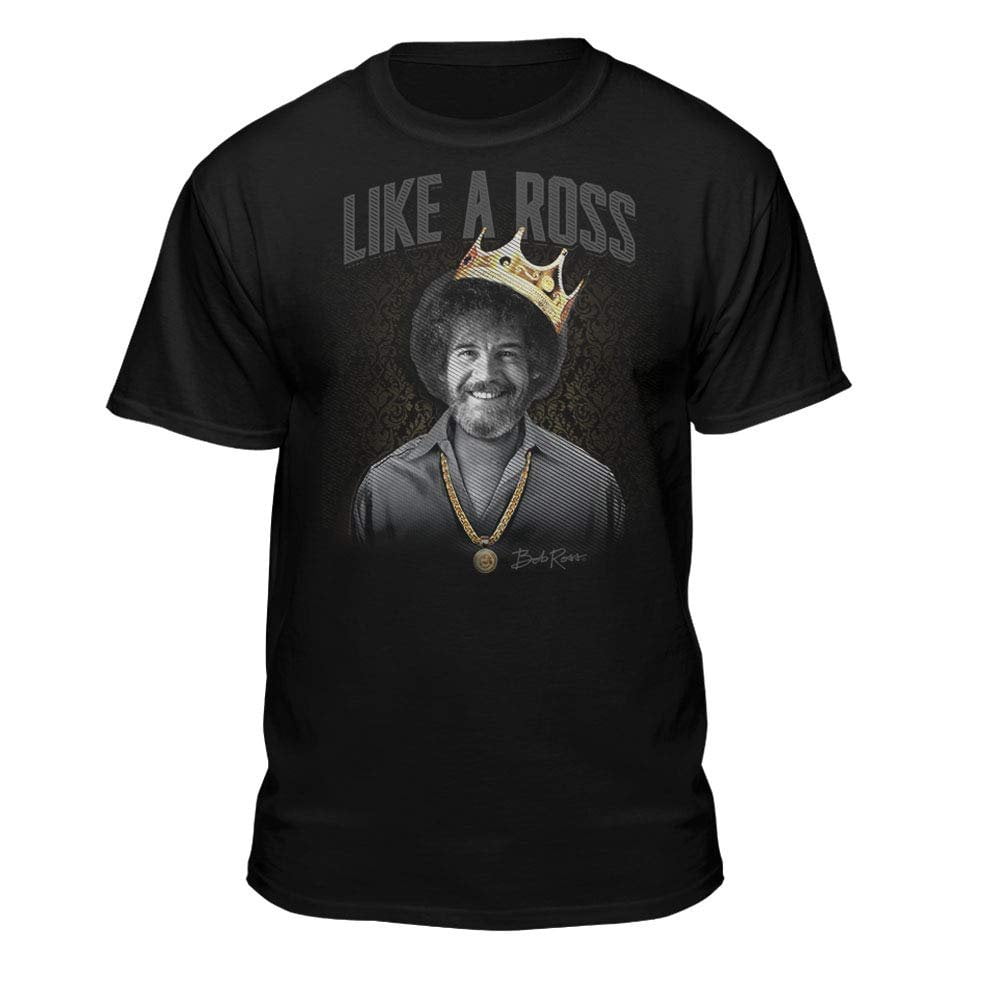 Teelocity Bob Ross Like a Ross Black Short Sleeve Graphic Tee - Walmart.com