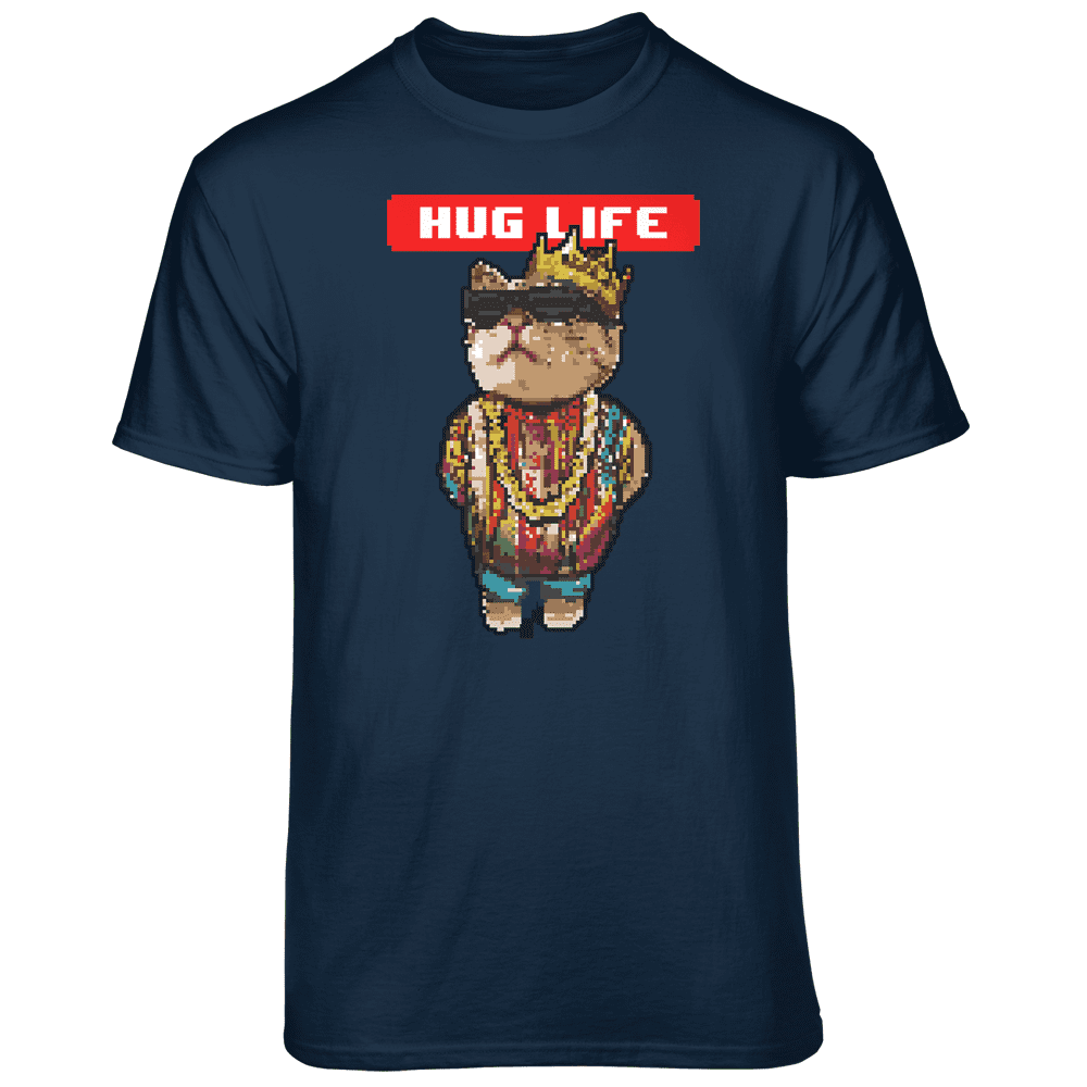 Teelocity Men's Funny 8Bit Rapper Cat Navy Relaxed Fit Short Sleeve ...