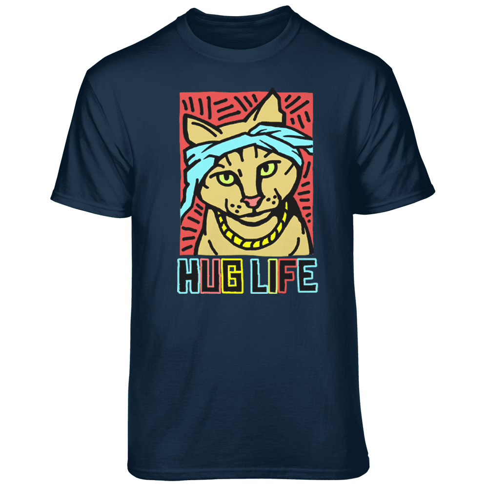 Teelocity Men's Funny Funky Hug Life Rapper Cat Navy Relaxed Fit Short ...