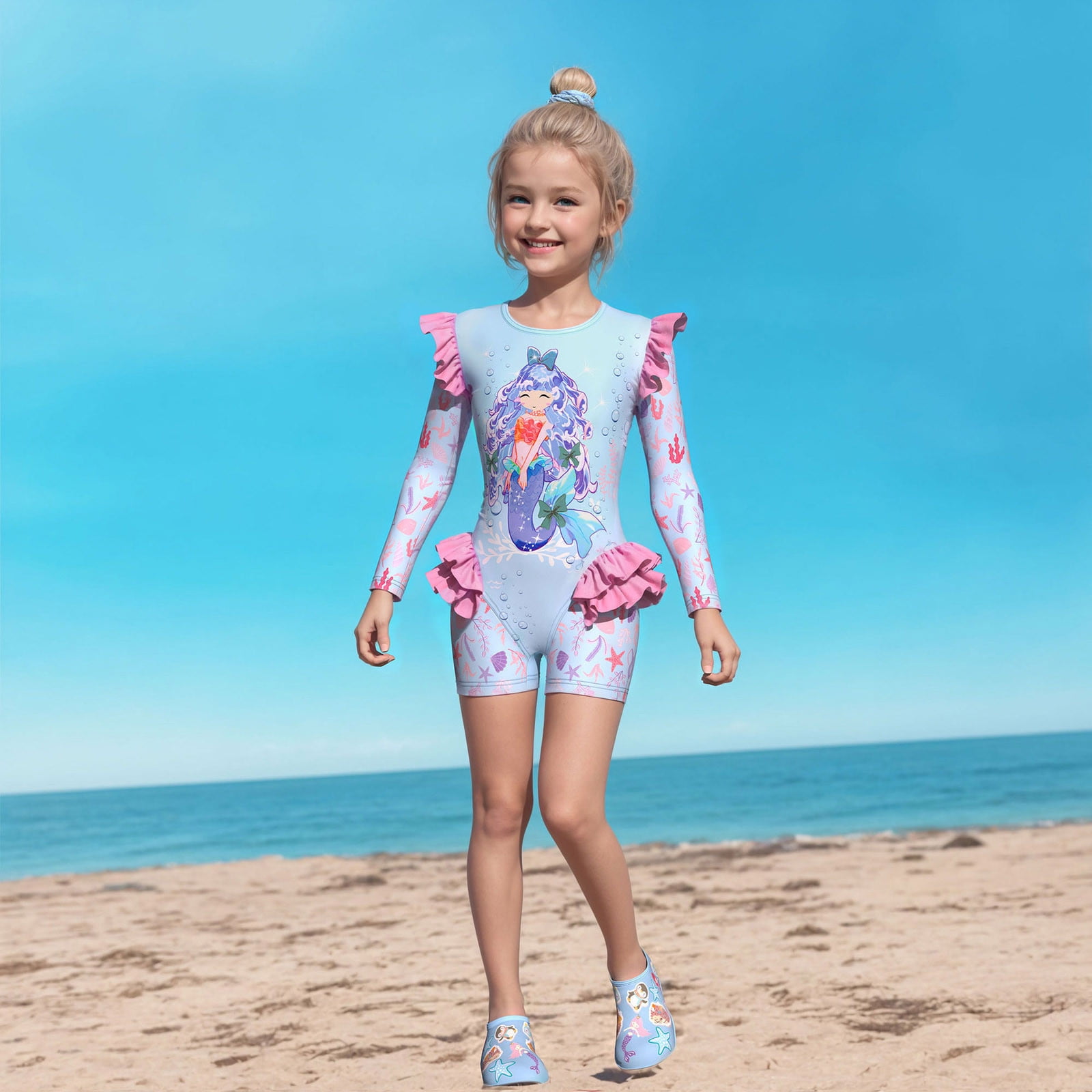 Teen Bathing Suits Toddler Kids Girls Long Sleeve Rash Guard Swimsuit ...