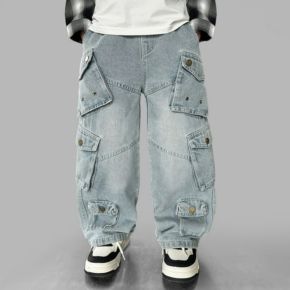Teen Boy Jeans Cargo Jeans Kids Baggy Jeans Boys Straight Leg Jeans ...