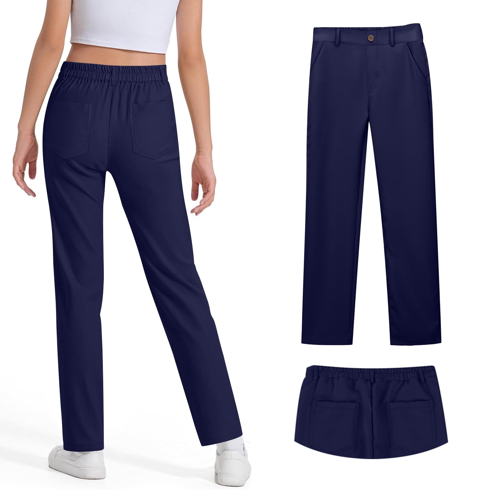 Boy Uniform Pants Straight Pants With Pockets Pull On Chino Pants ...