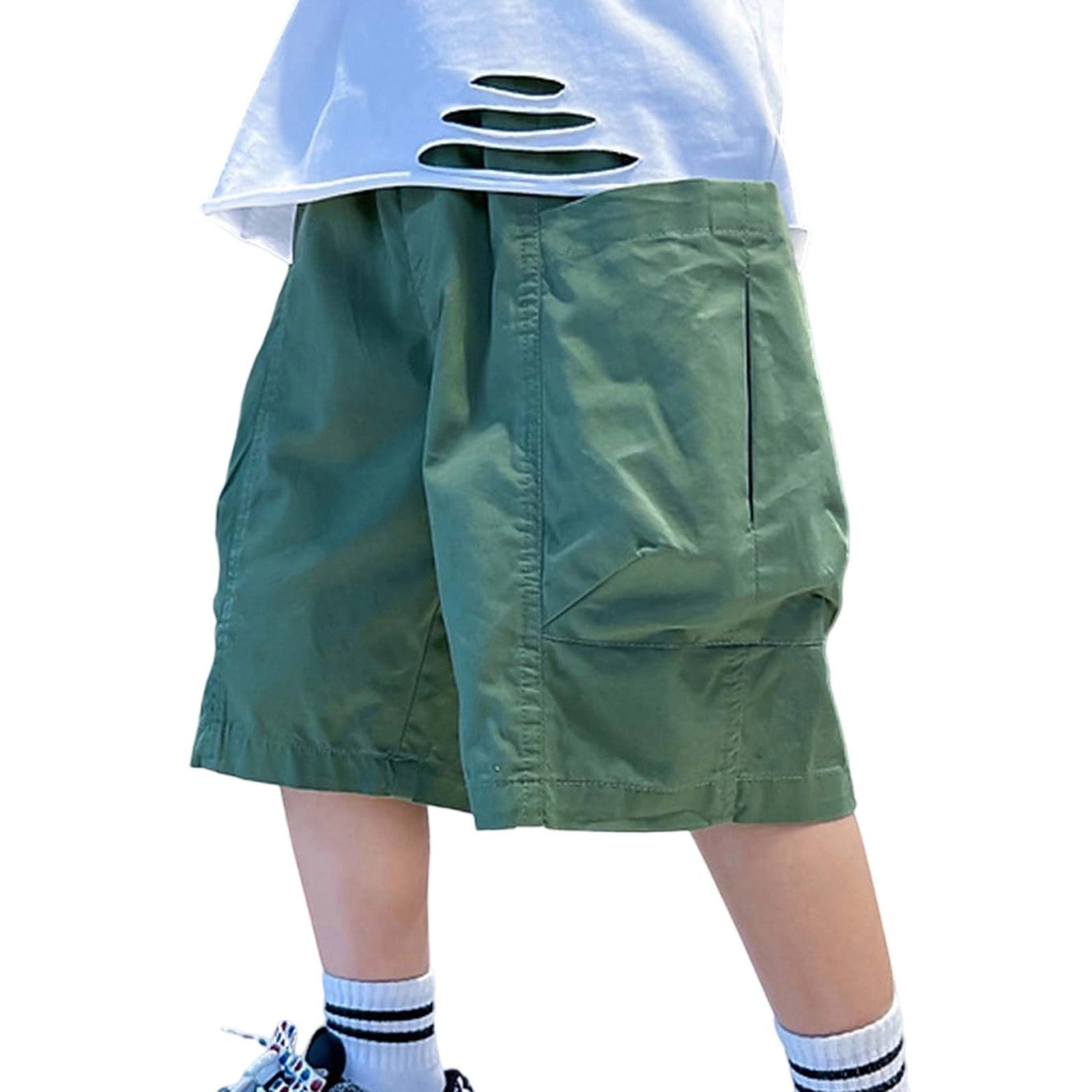 Teen Boys Denim Cutoffs Casual Rolled Hem Ripped Knee Outdoor Play ...