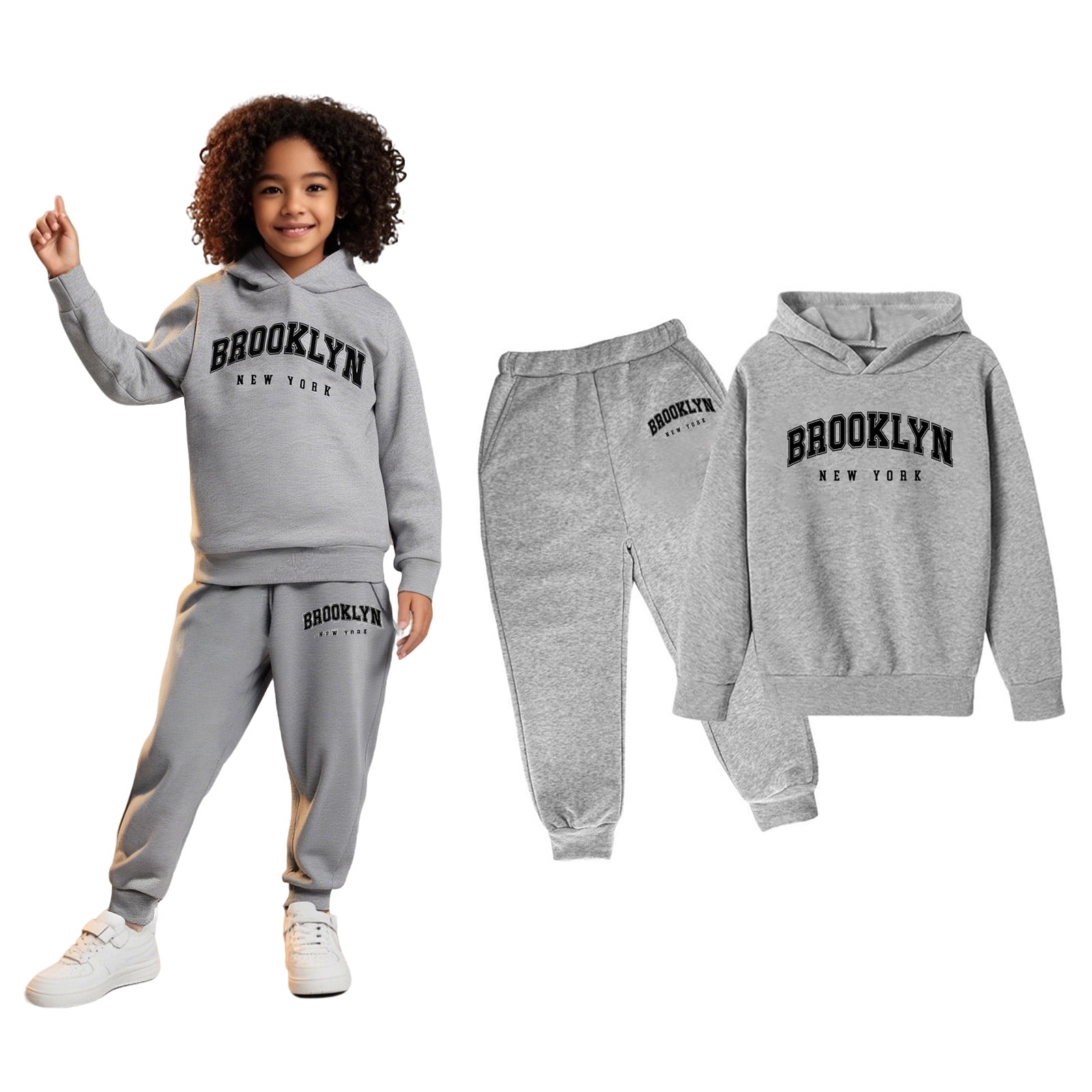 Teen Boys Girls Active Sweatsuit,2 Piece Long Sleeve Letter Pattern ...