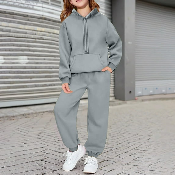 Teen Boys Girls Sweatsuit Set,2 Piece Long Sleeve Blue Pullover Hoodie ...
