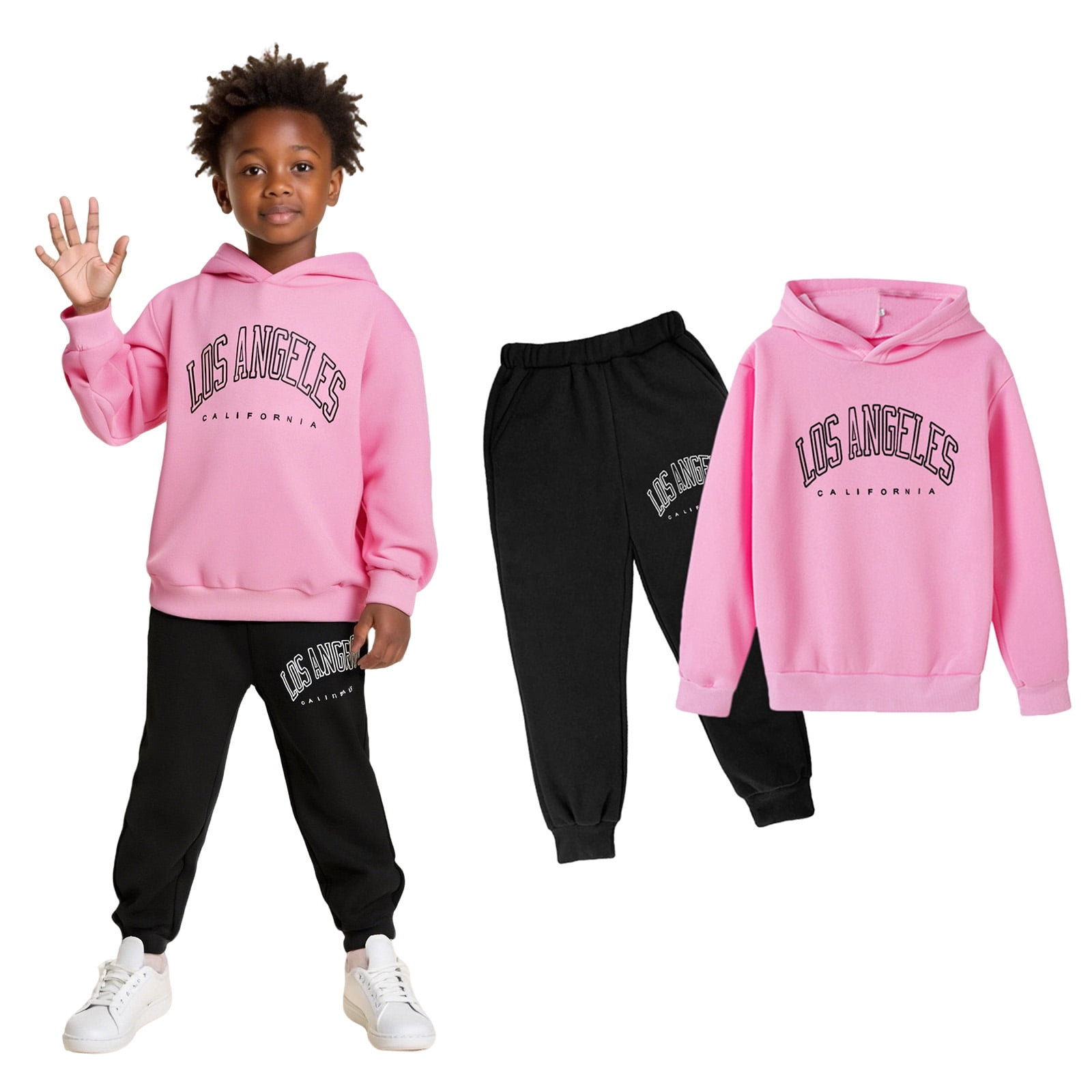 Teen Boys Girls Sweatsuit Set 2PC Long Sleeve Graphic Los Angeles City ...