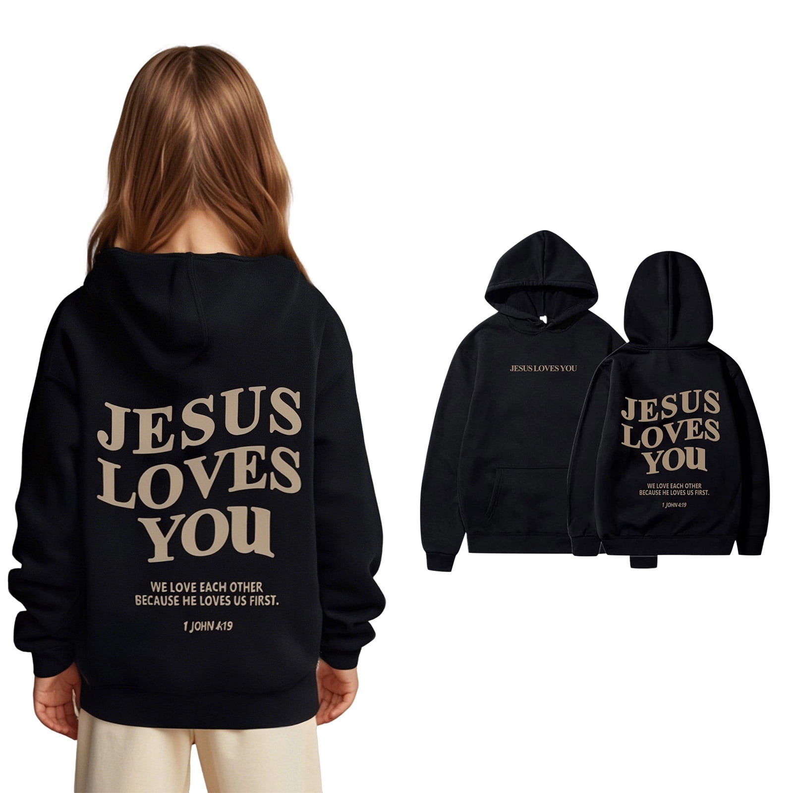 Teen Boys Hoodies Jesus Loves You Sweatshirt Long Sleeve Graphic ...