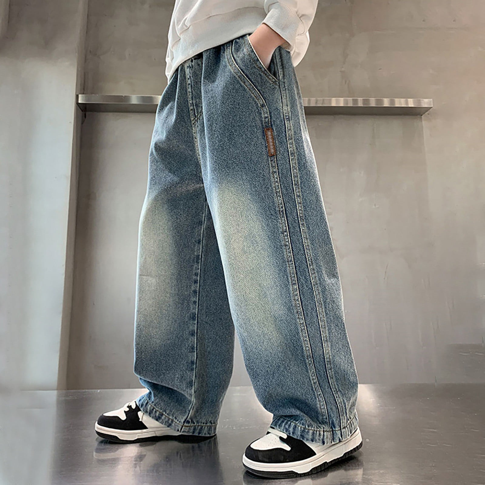 Teen Boys' Jeans Boys Blue Pants Baggy Jeans Boys Straight Boys Wide ...