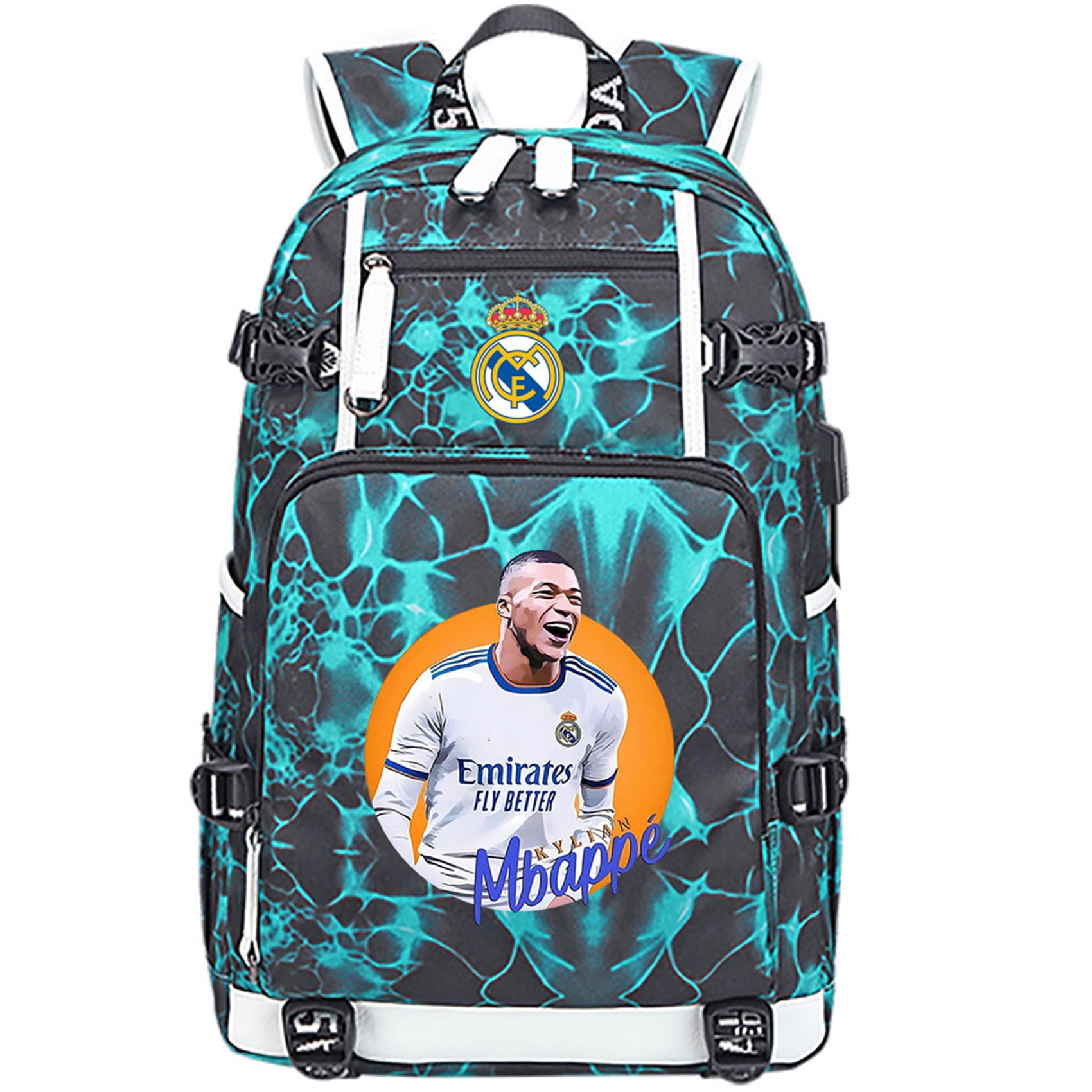 Teen Casual Kylian Mbappe Backpack with USB Charge Port Large Capacity ...