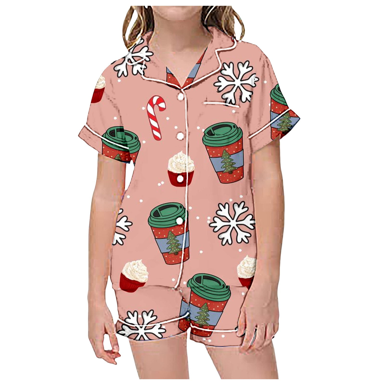 Teen Christmas Pajamas Kids Christmas Print Satin Silk Pajamas Short ...