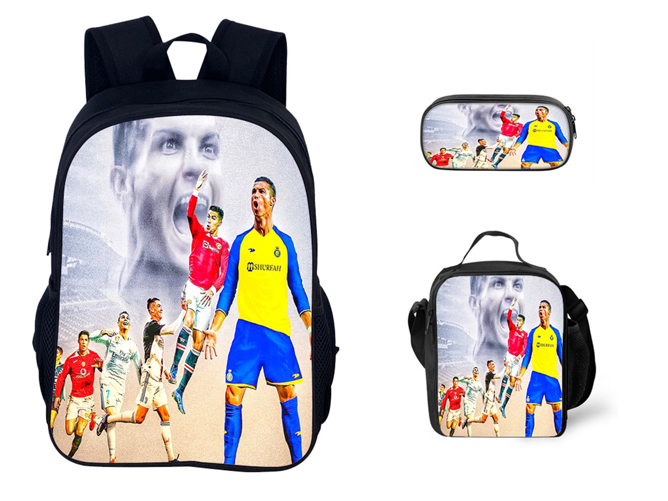 Teen Classic CR7 Backpack and Waterproof Lunch Box Small Case 3Pcs Set ...