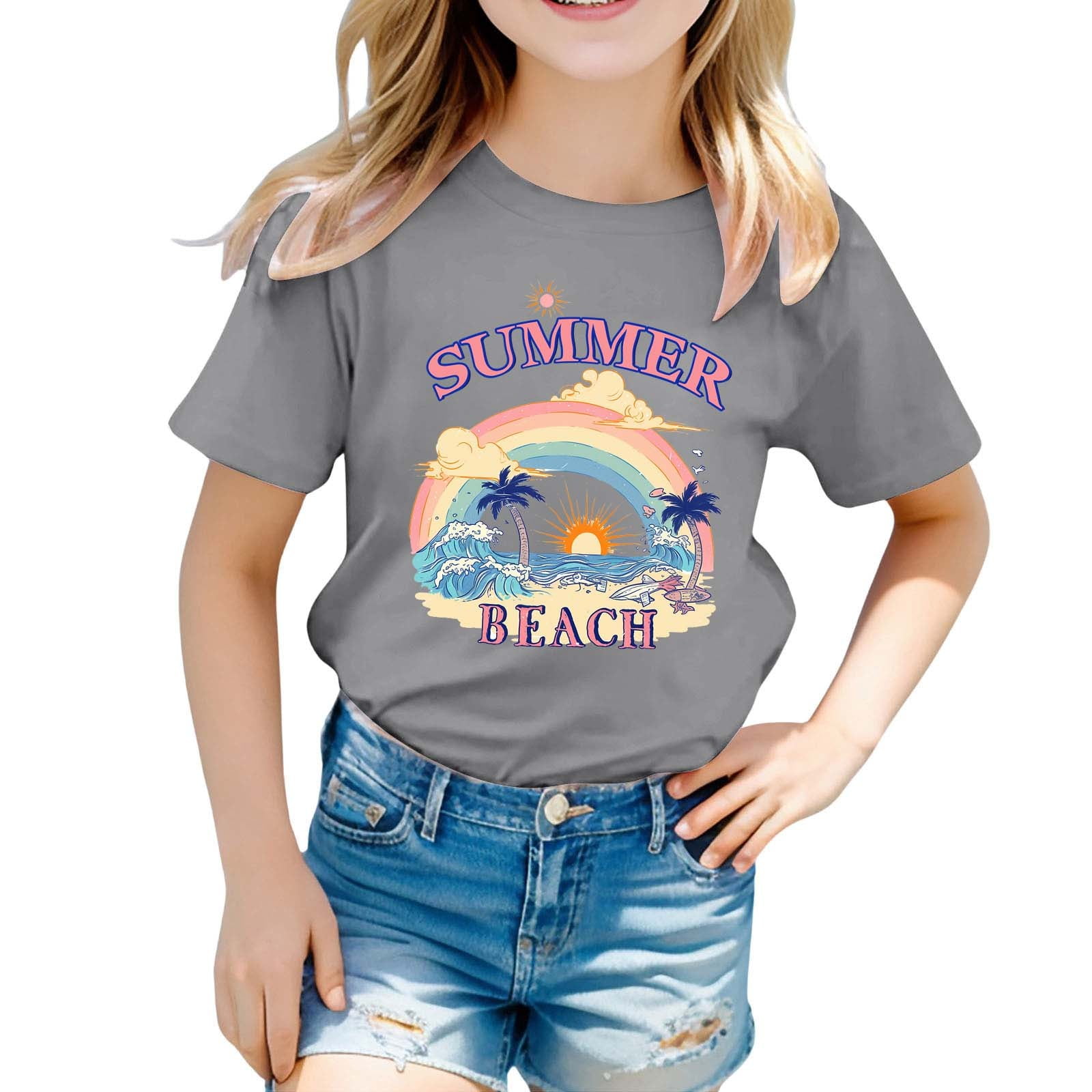 Teen Clothes For Girls Summer Short Sleeve Shirt For Girls Oversized Toddler Summer Outfits For ...