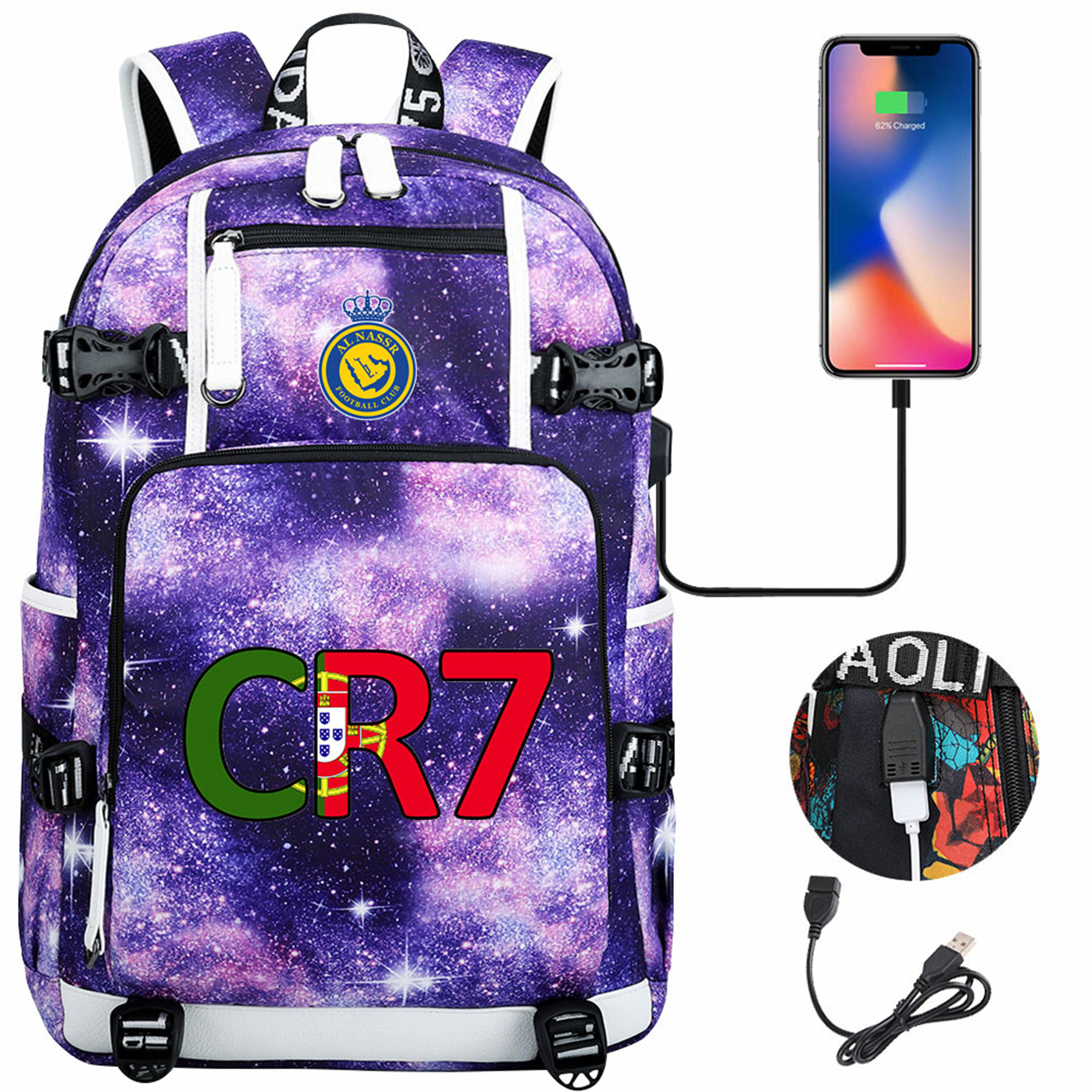 Teen Cristiano Ronaldo Backpack CR7 Multifunctional Laptop Knapsack ...