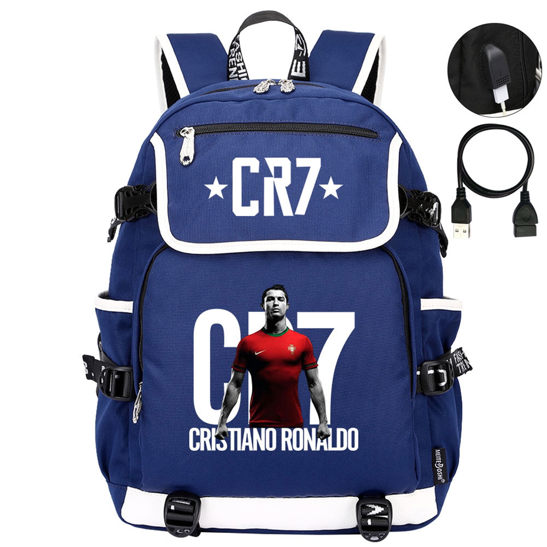 Teen Cristiano Ronaldo School Bag-Student Large Canvas Knapsack ...