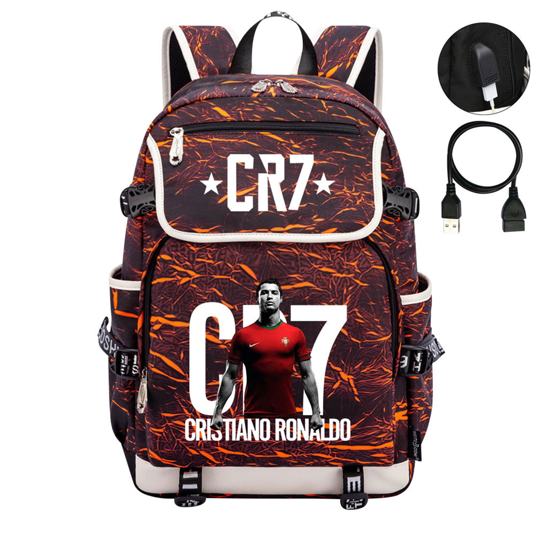 Teen Cristiano Ronaldo School Bag-Student Large Canvas Knapsack ...