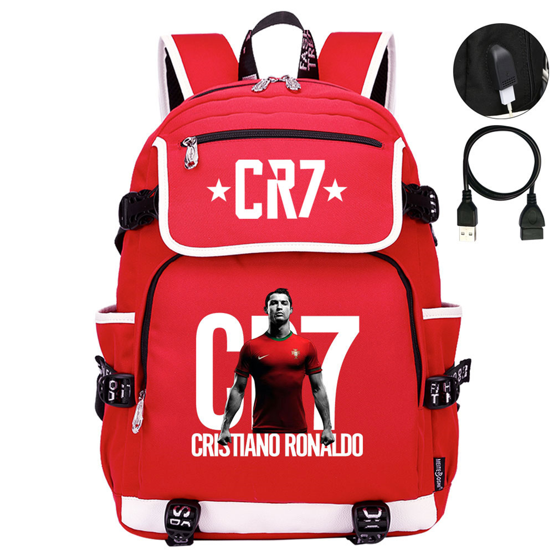 Teen Cristiano Ronaldo School Bag-Student Large Canvas Knapsack ...