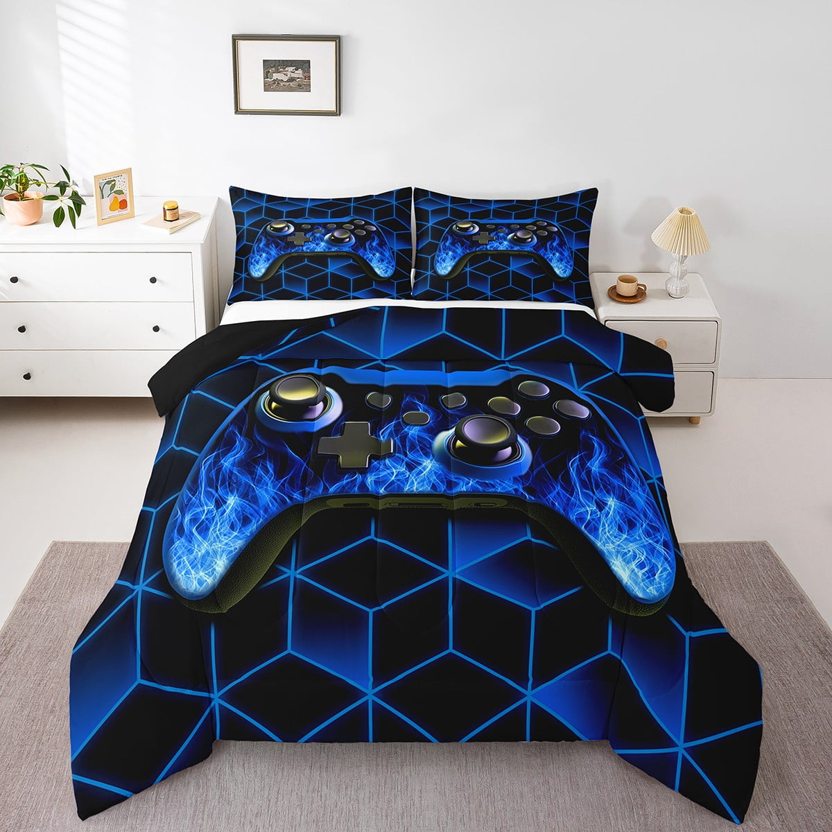 Teen Gaming Bedding Sets Full with Comforter,Duvet Insert,Lightweight 3 ...