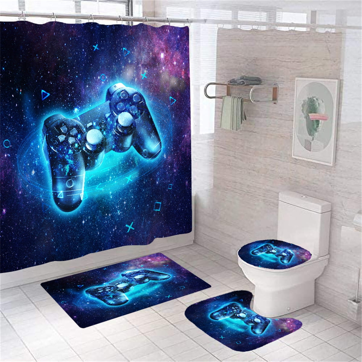 Teen Gaming Shower Curtain Gamer Gift for Boys Game Room Decor Kids ...