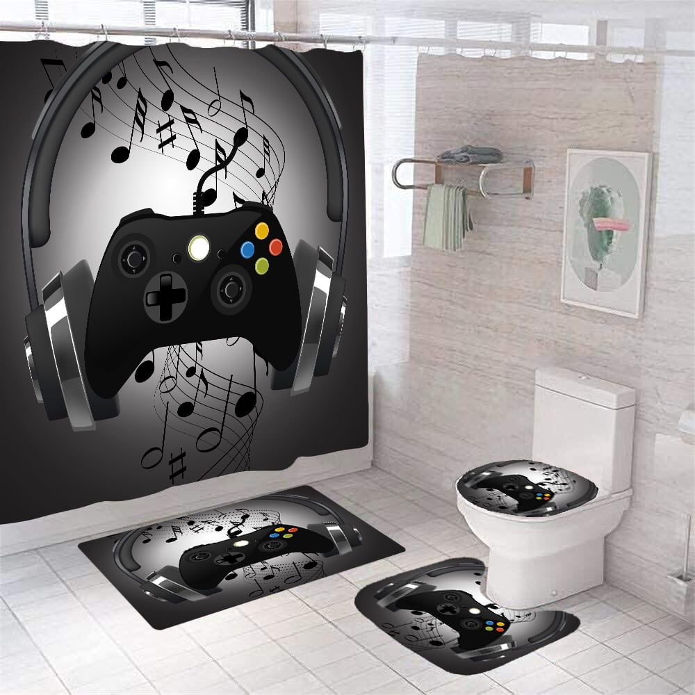 Teen Gaming Shower Curtain Gamer Gift for Boys Game Room Decor Kids ...
