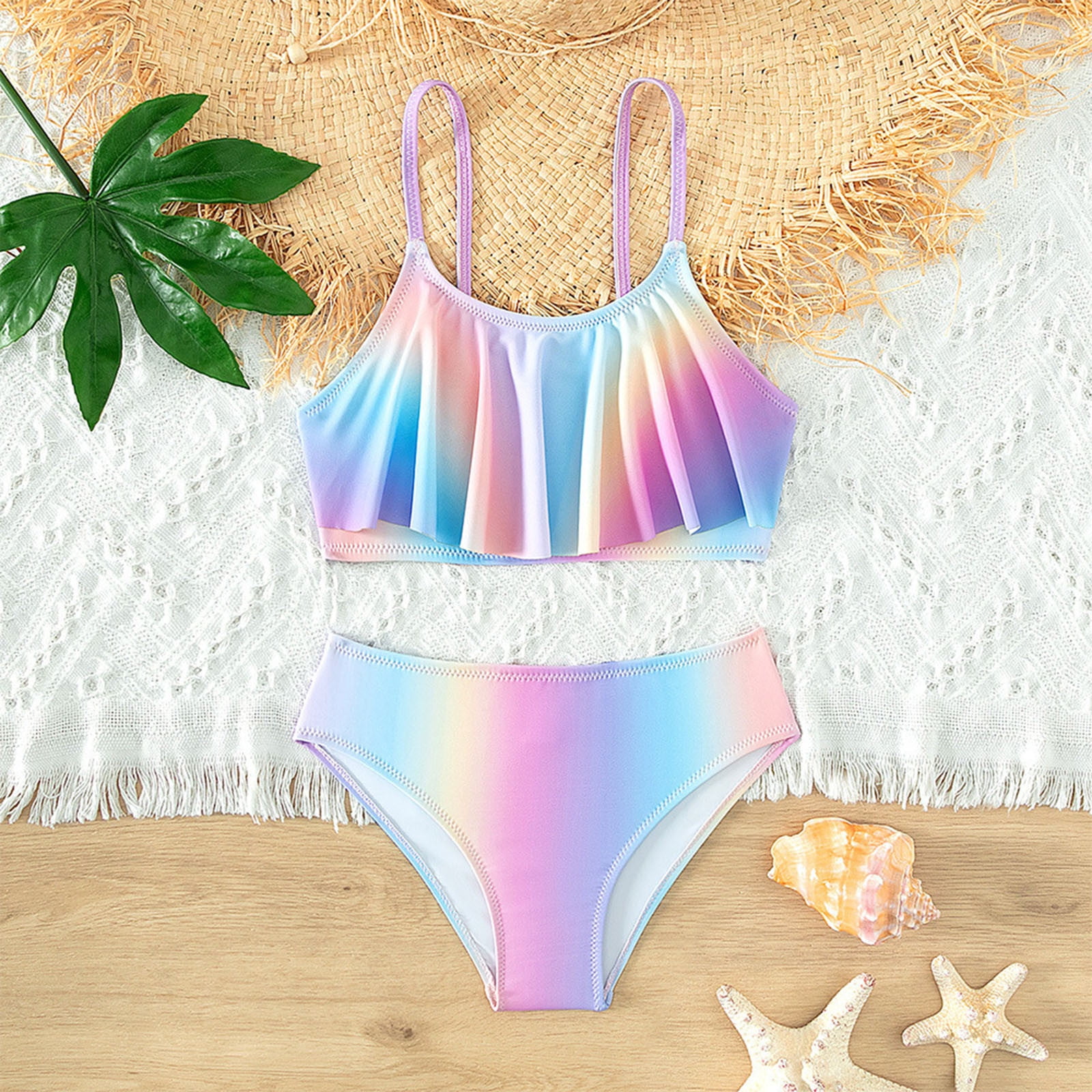 Teen Girl Bathing Suits Two Pcs Criss Cross with Fully Adjustable Strap ...