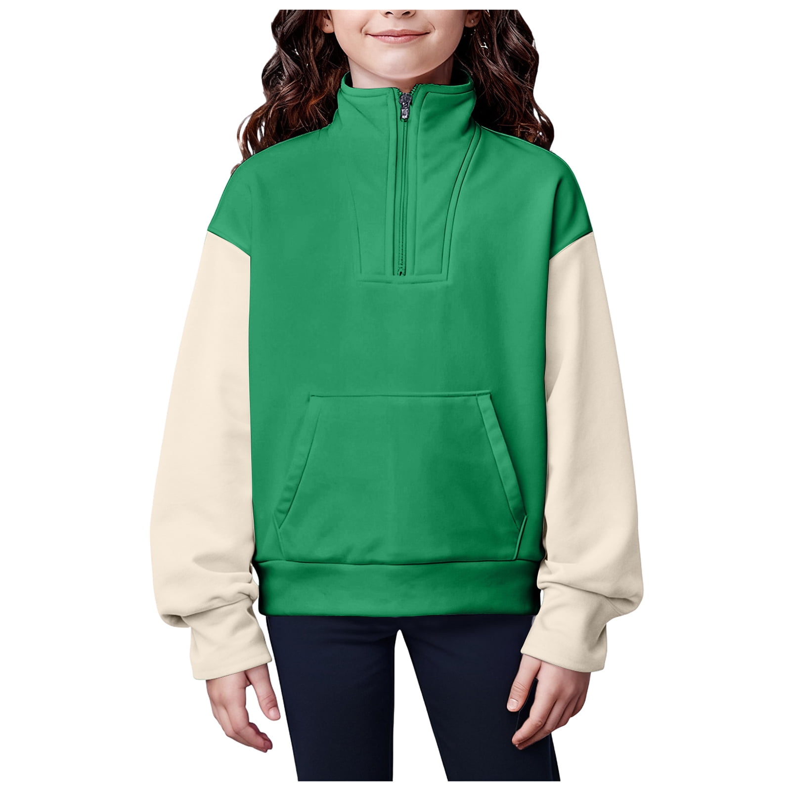 Teen Girl Clothes Crop Top Sweatshirts For Girls Cute Half Zip Long ...