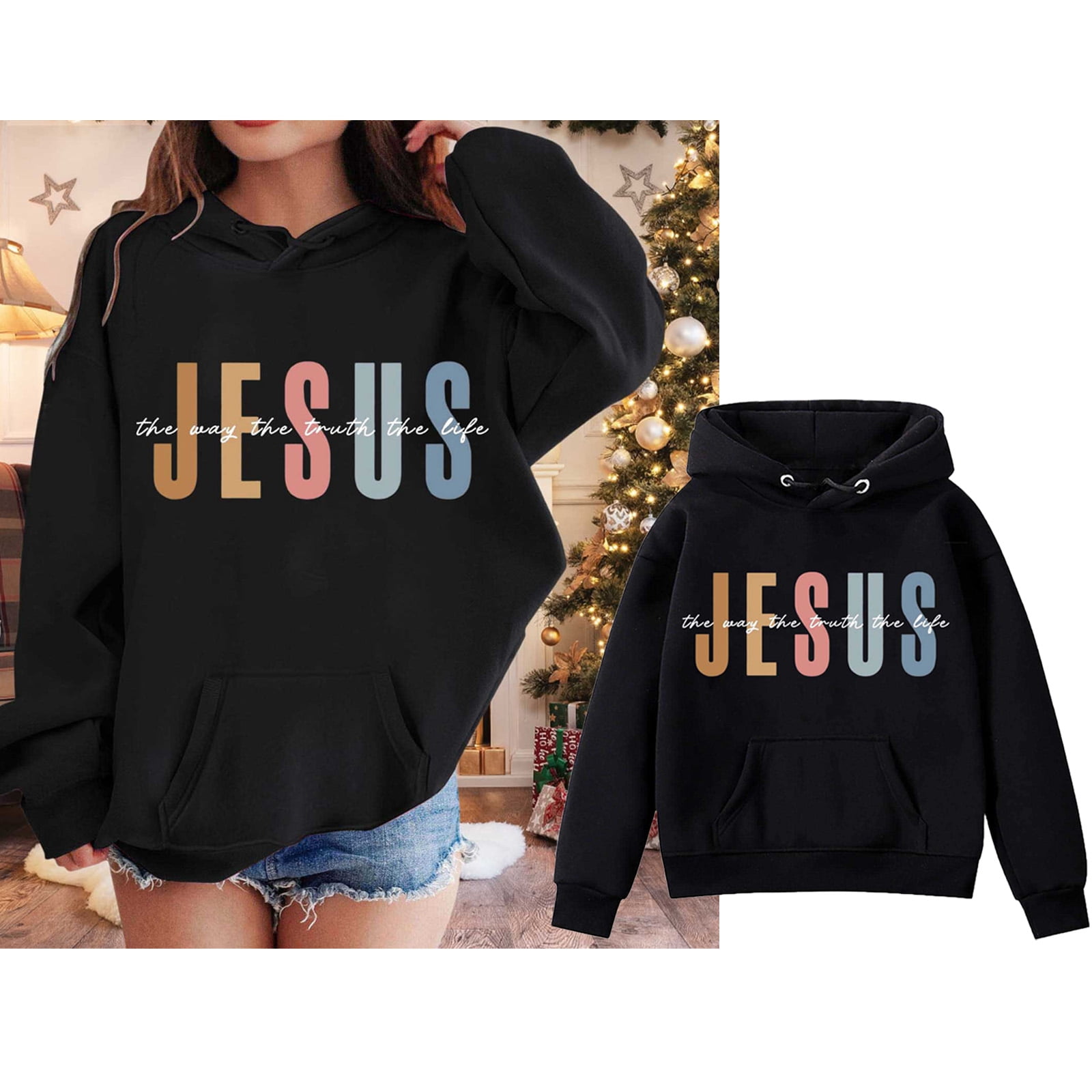 Girl Hoodies Jesus Loves You Print Hooded Sweatshirts Long Sleeve ...