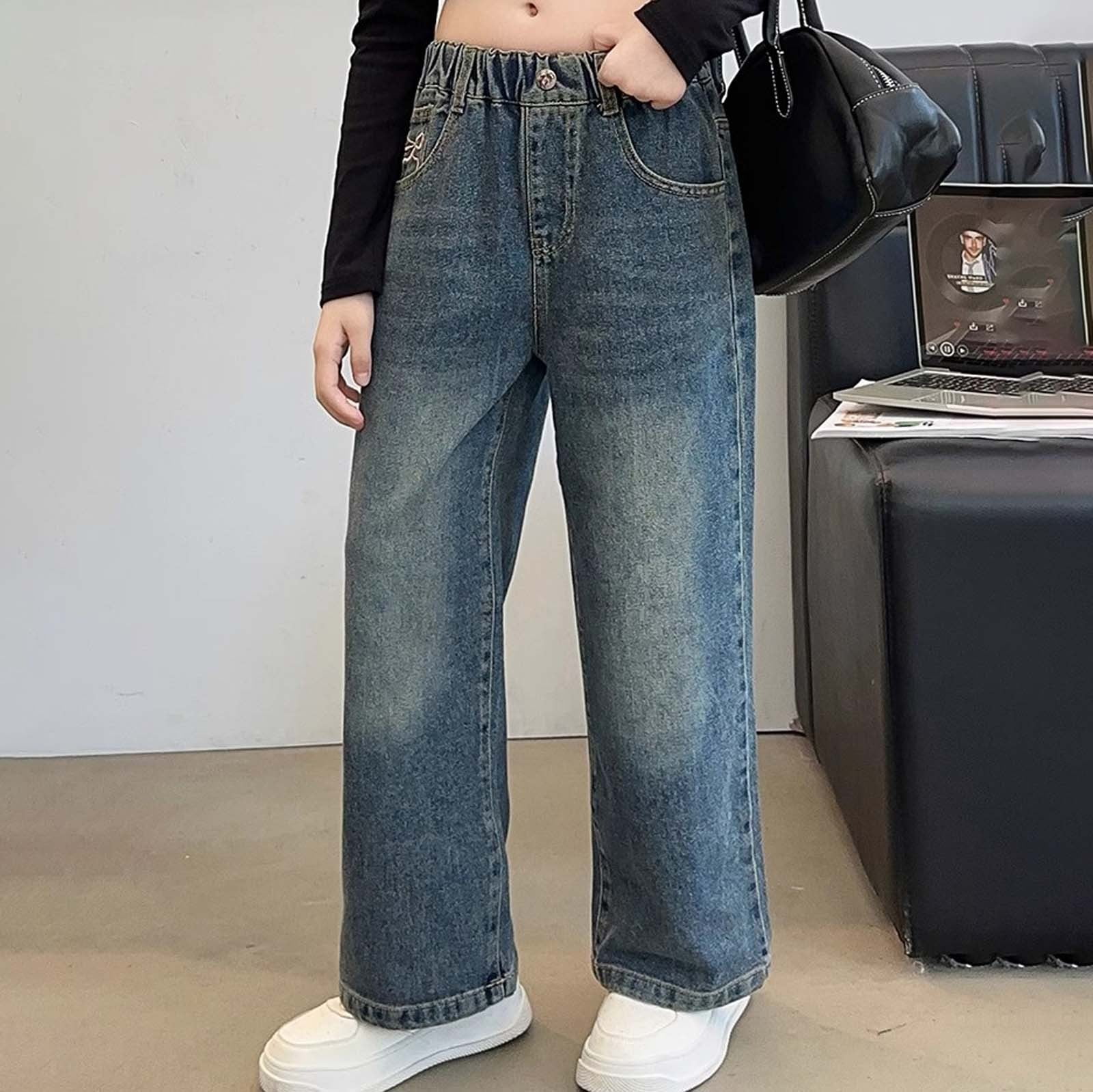 Teen Girl Jeans Cute Jeans Girls Straight Leg Wide Leg Girls Pants High ...