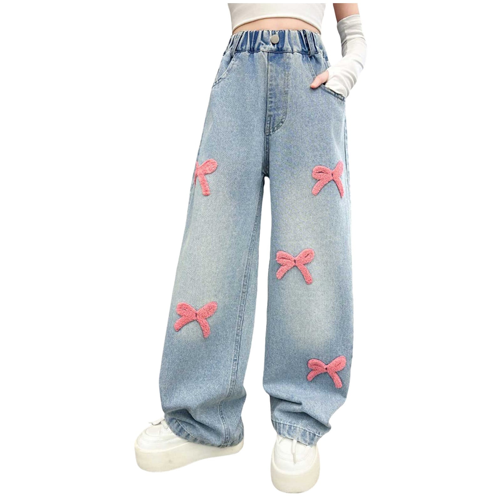 Teen Girl Jeans Ripped Black Girl's High Rise Streetwear Ripped Baggy ...