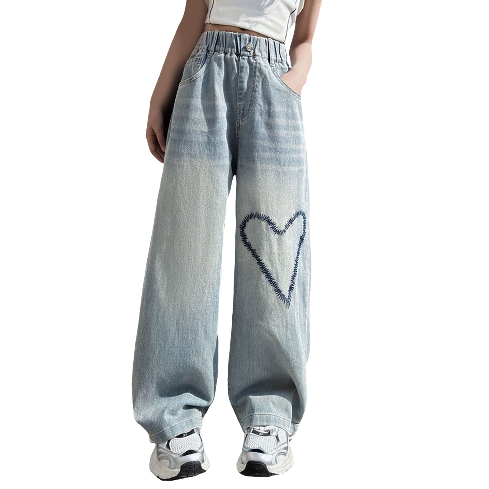 Teen Girl Jeans Ripped Black Little Girls' Cargo Jeans with Flap Pocket ...