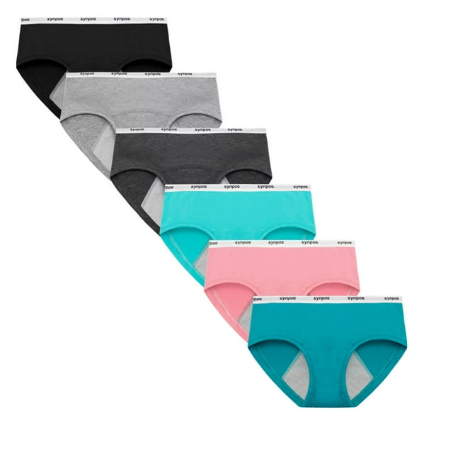 Synpos Teen Girls' Multipack Leak-Proof Period Undies, Organic Cotton ...
