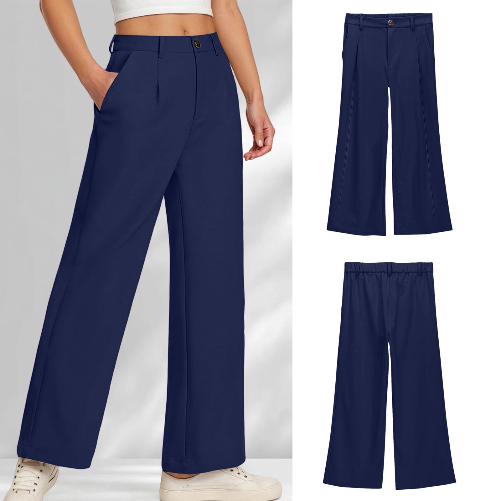 Teen Girl Uniform Pants Skinny Fit Stretch Pants With Pockets Flare Leg ...