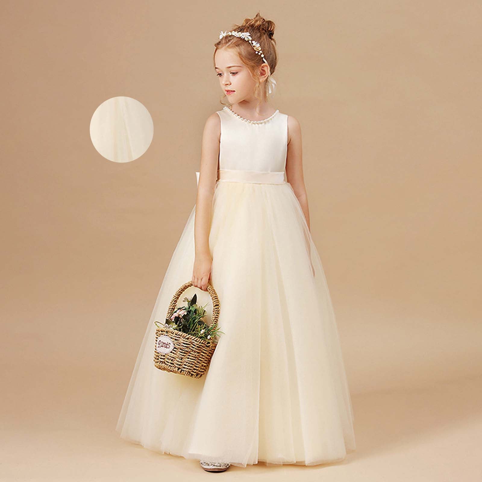 Teen Girls Beige Dress Ruffle Sleeveless Tulle Dress for Girls Rainbow ...