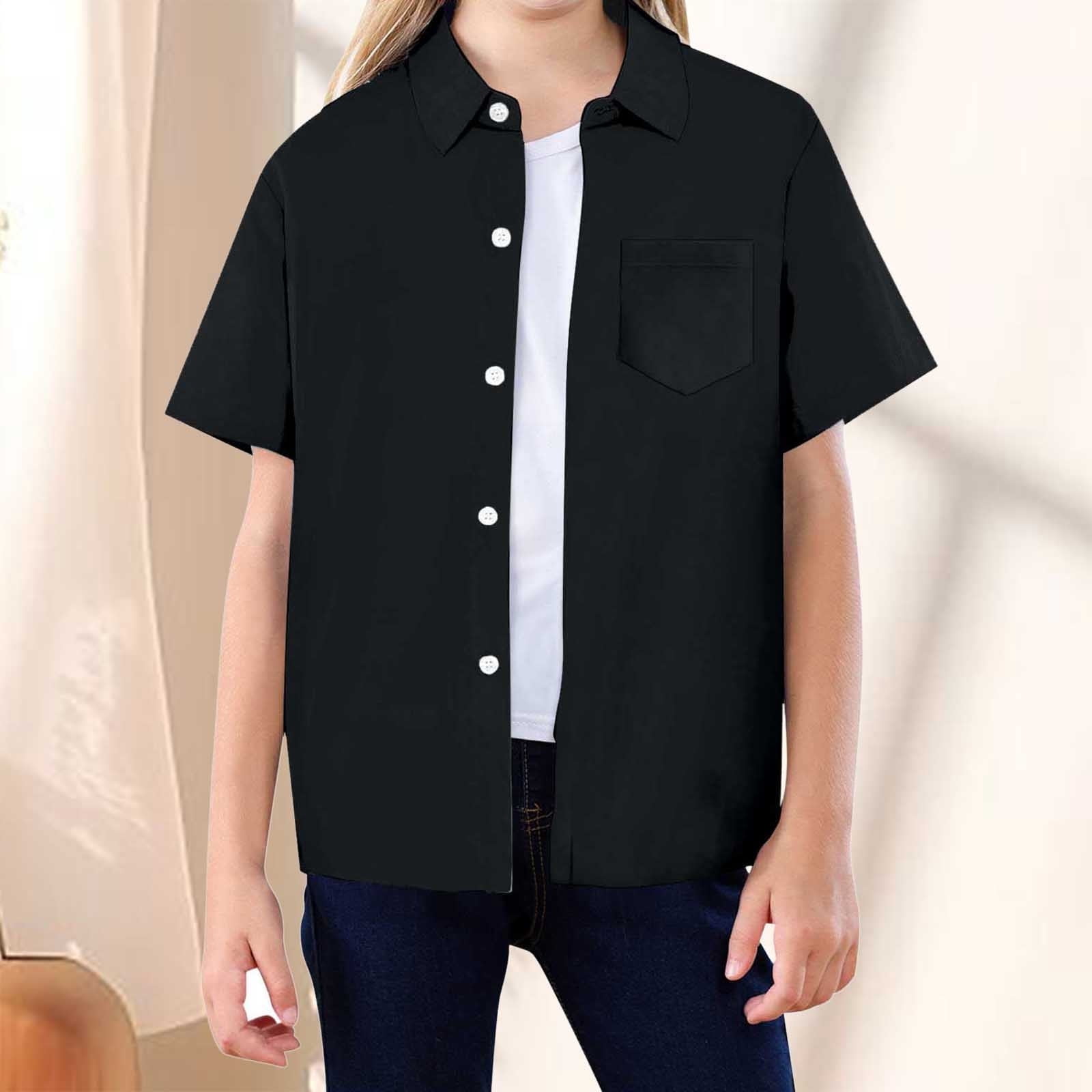 Teen Girls' Button Down Shirts Boys Formal Outfit Black Dress Shirt For ...