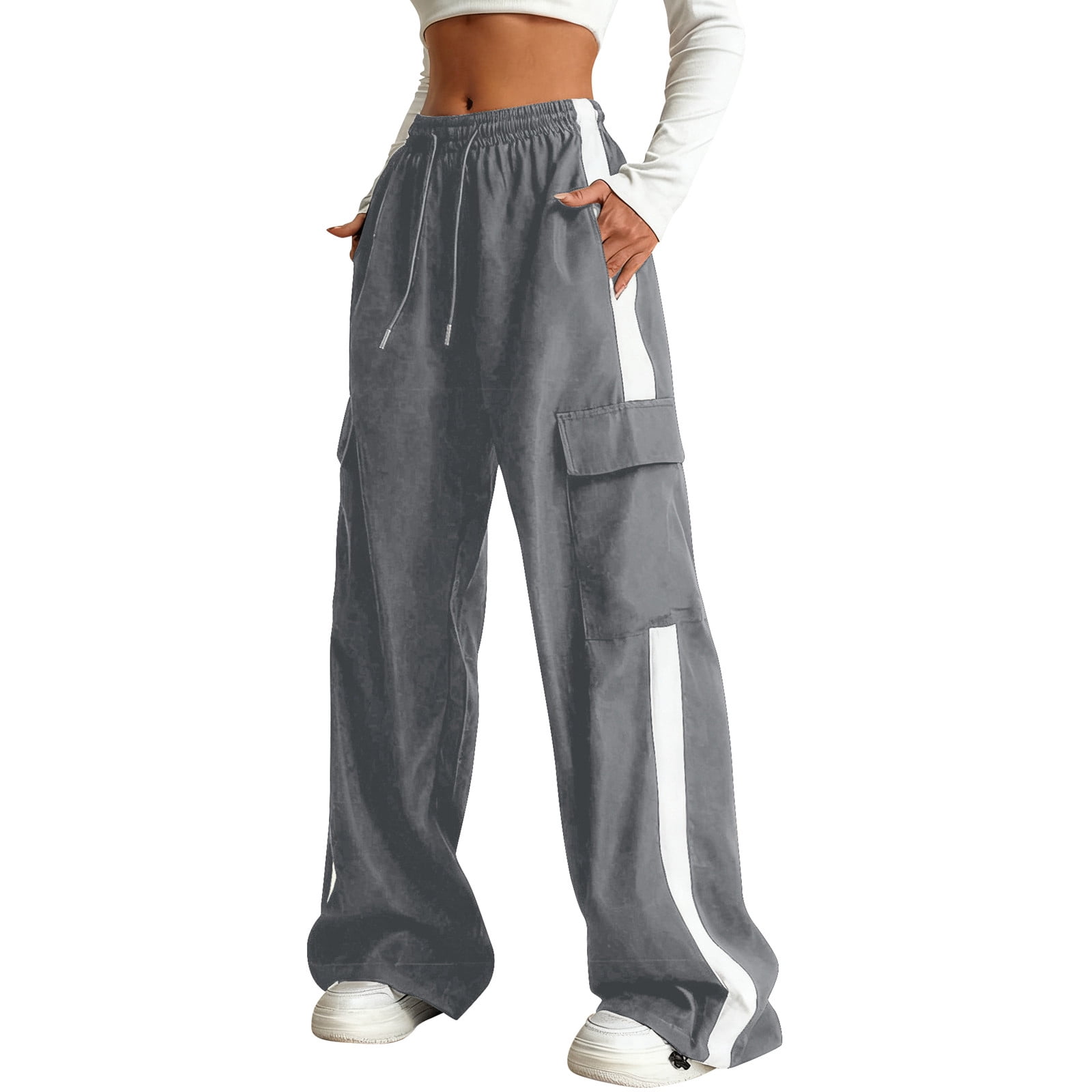 Teen Girls Cargo Pants Loose Fit Jogger Pants for Girls Wide Leg Grey ...