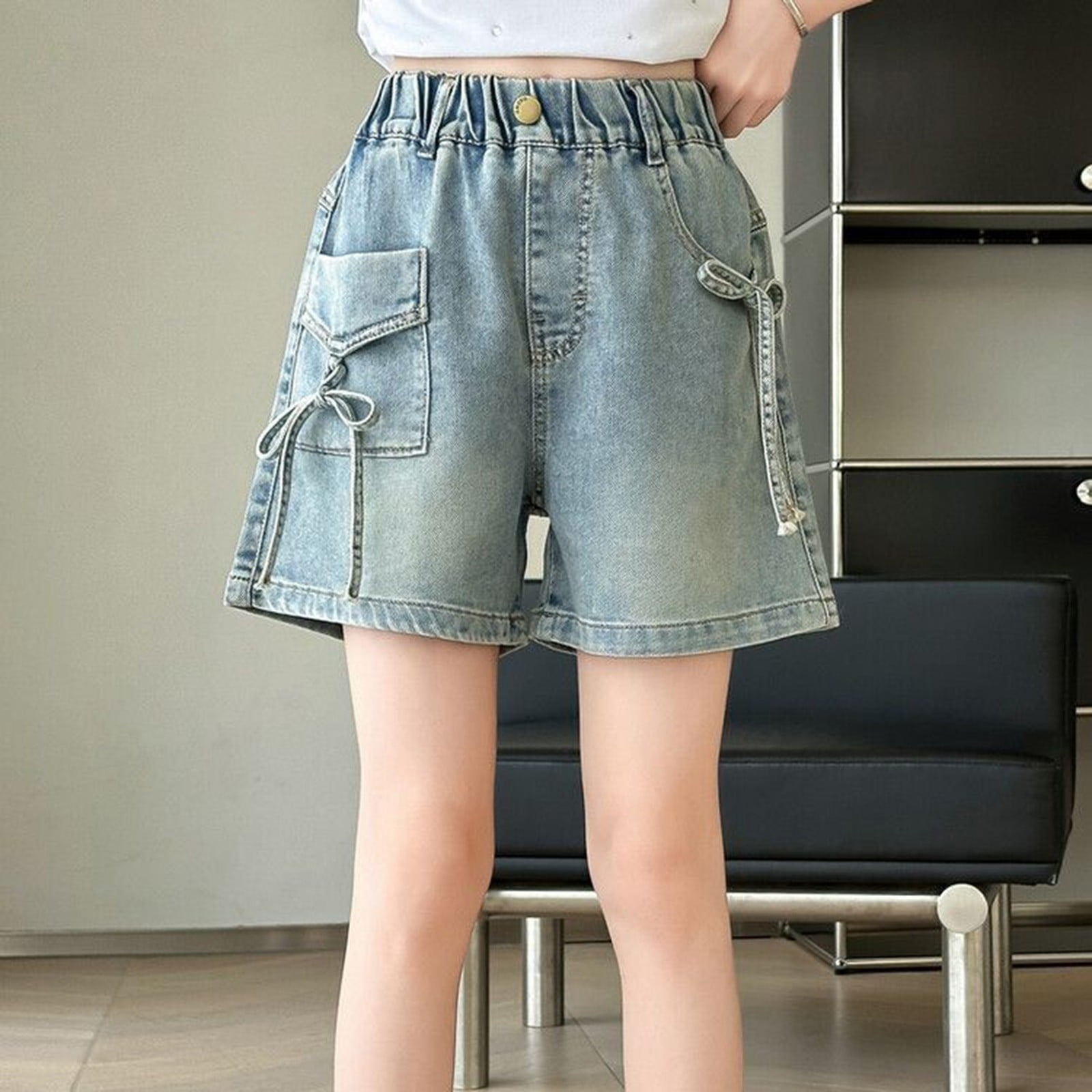 Teen Girls' Casual Stretch Trendy High Waisted Denim Shorts with ...