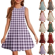 jsaierl Summer Plaid Dress Women 2025 Plus Size Puff Short Sleeeve ...
