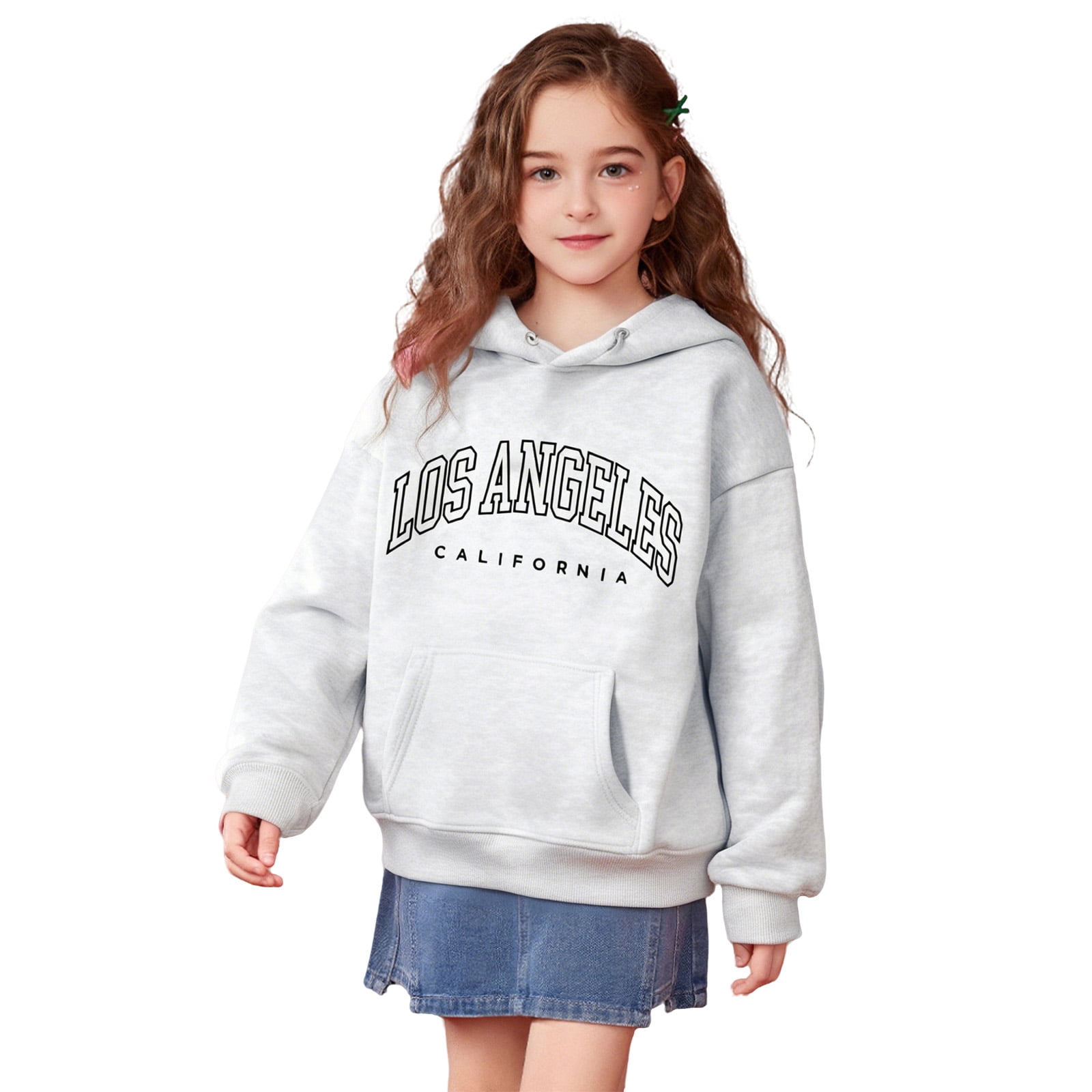 Teen Girls Hoodies Kids Los Angeles City Letter Print Hooded Casual ...
