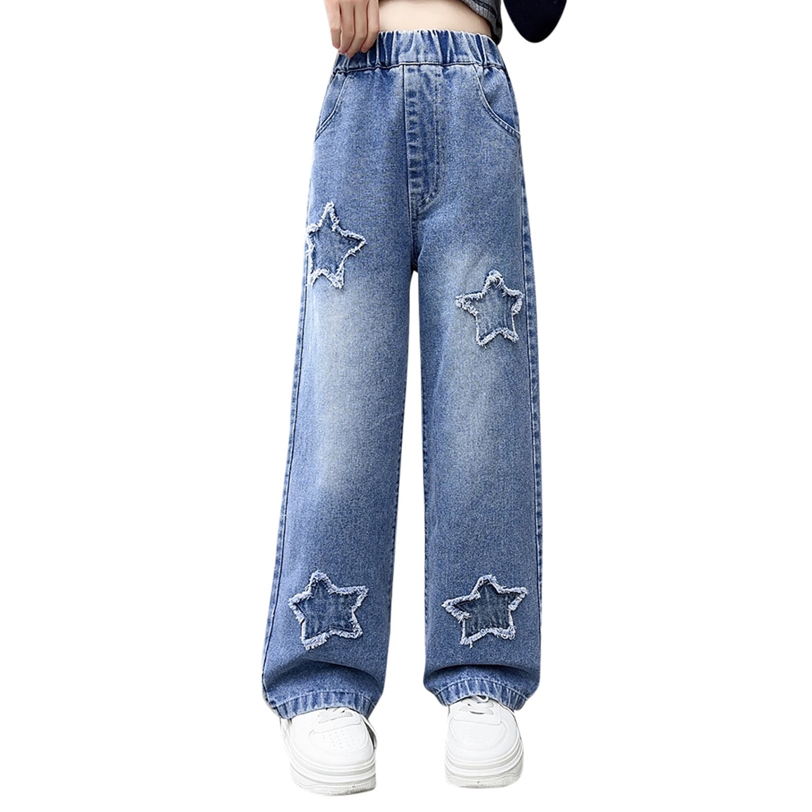 Girls Jeans Bell Bottom Jeans for Girls Embroidered Jeans High Waisted ...