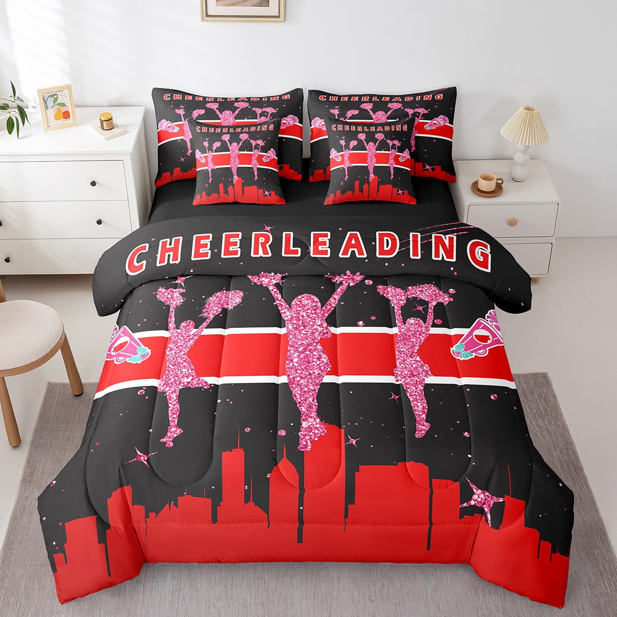 Teen Queen Comforter Set 7 Pieces Cheerleader Bedding Comforter Sets ...
